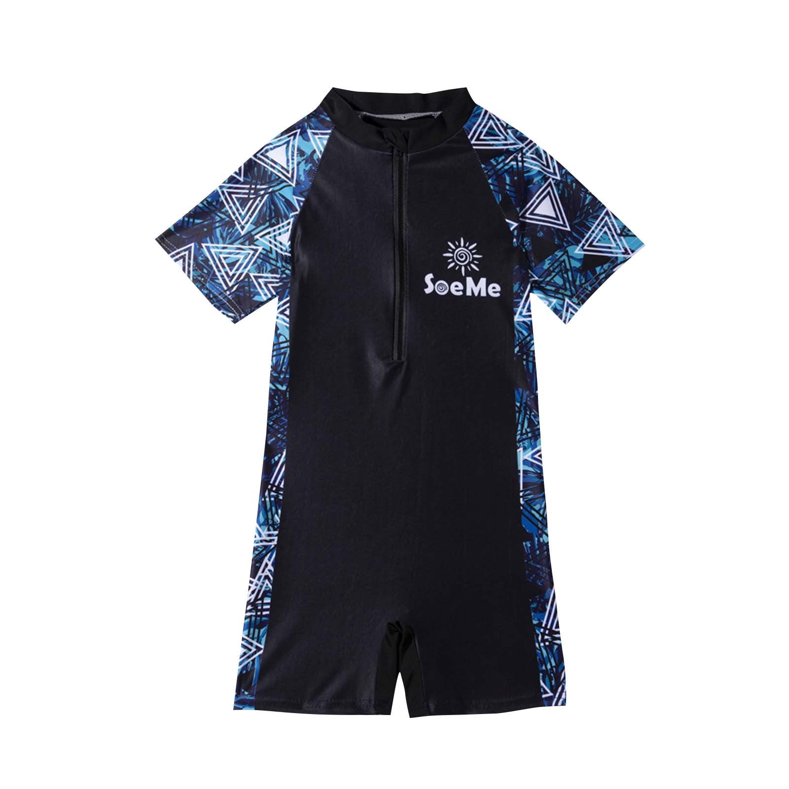 ZACPNCV Kids Boys Girls One Piece Swimsuit Short Sleeve Zipper Swimsuit Bathing Suit Rash Guard ...