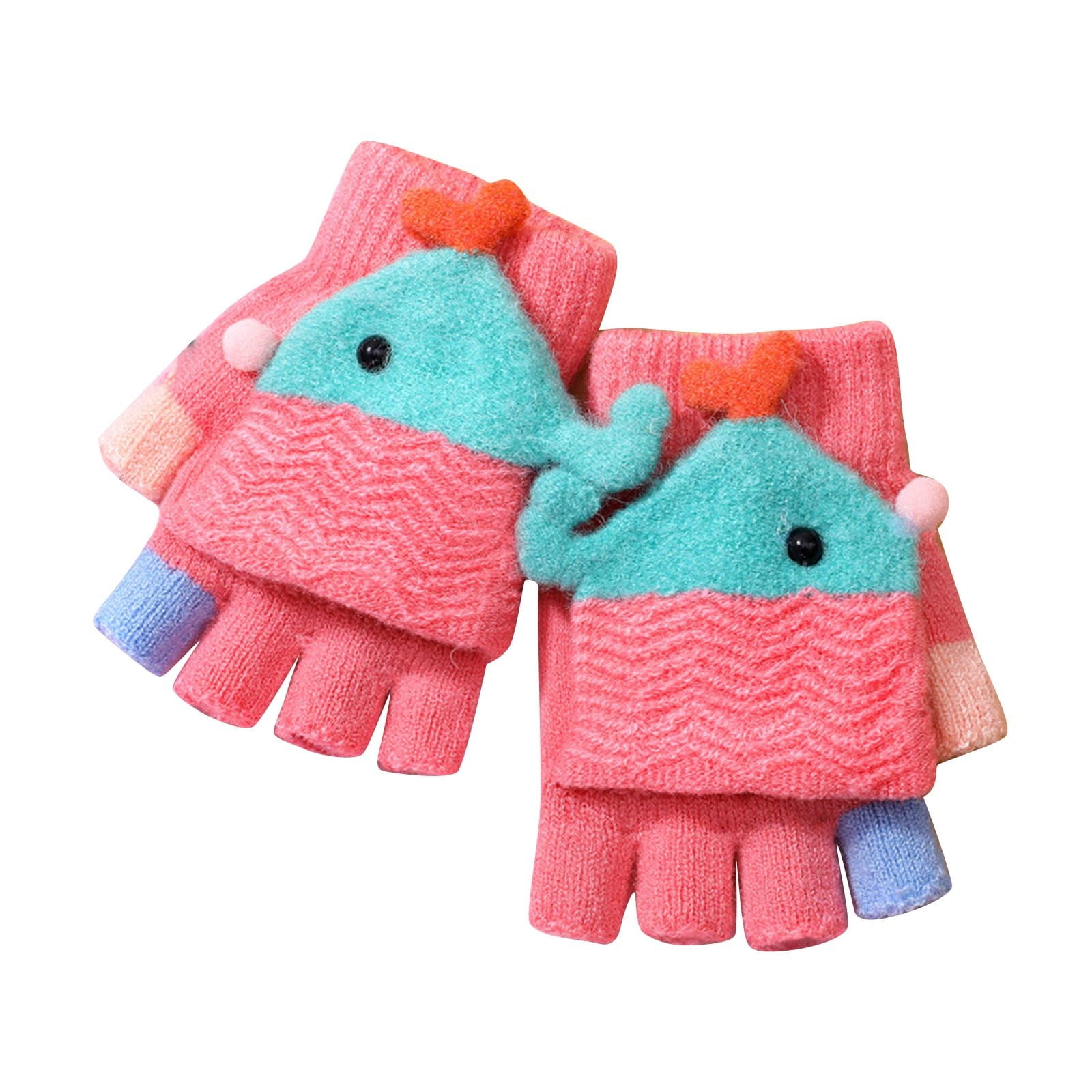 ZACPNCV Kids Fingerless Gloves Winter Flip Top Gloves Knitted Mitten ...
