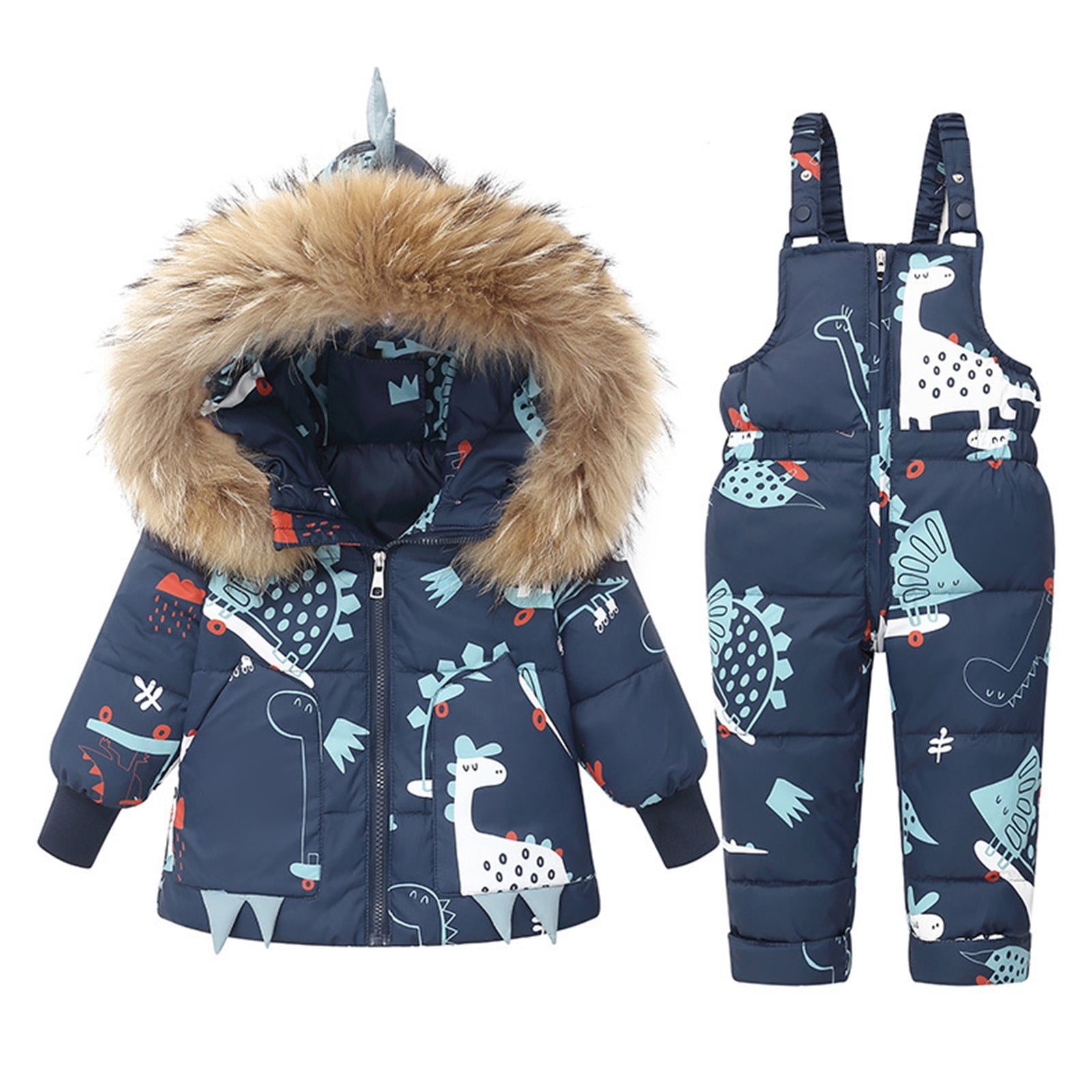 ZACPNCV Toddler Boys Snowsuit Girls Snow Pant And Jacket bib Winter Kids Clothes Coat Blue ...