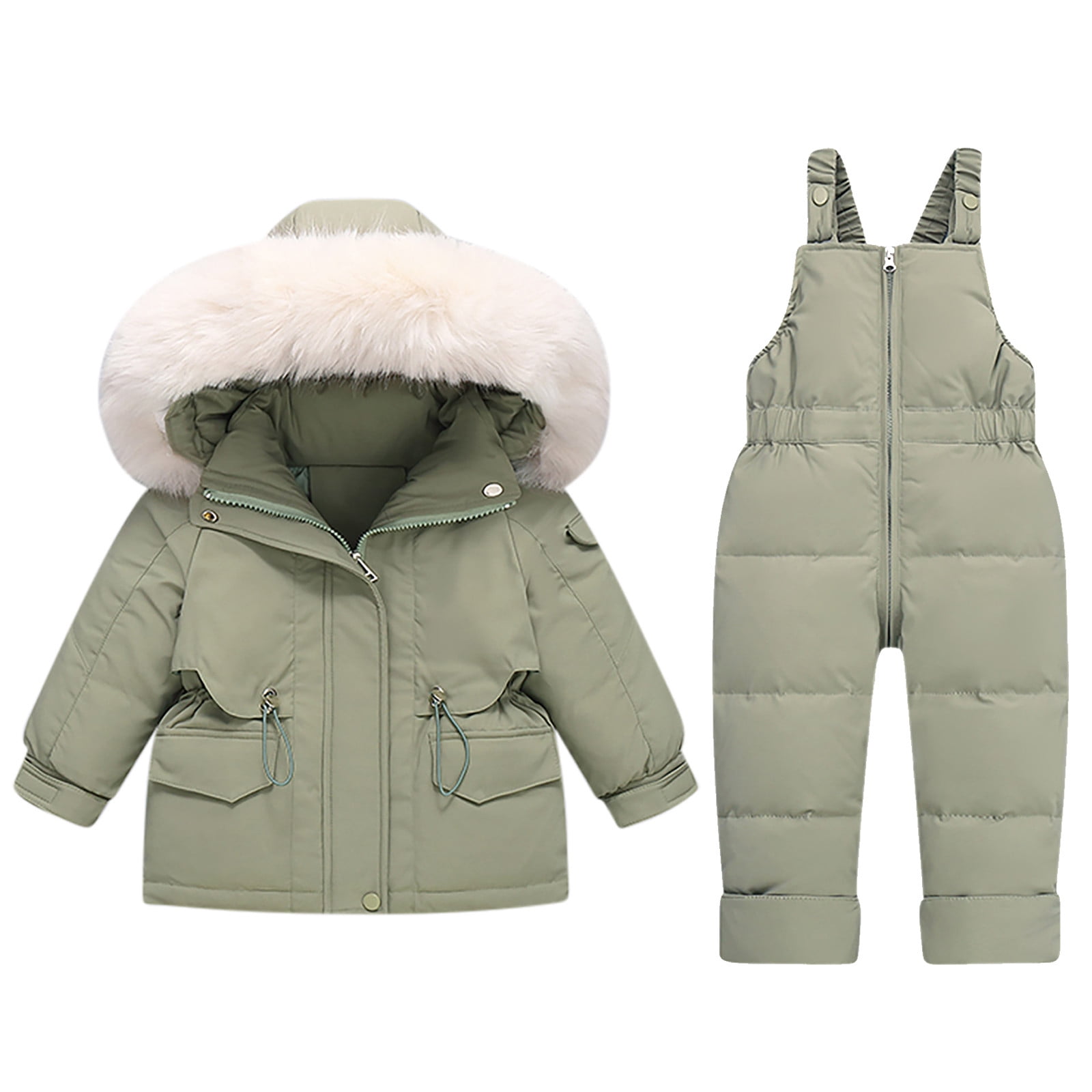 Meresysid Toddler Boys Snowsuit Girls Snow Pant And Jacket bib Winter Kids Clothes Coat Green ...