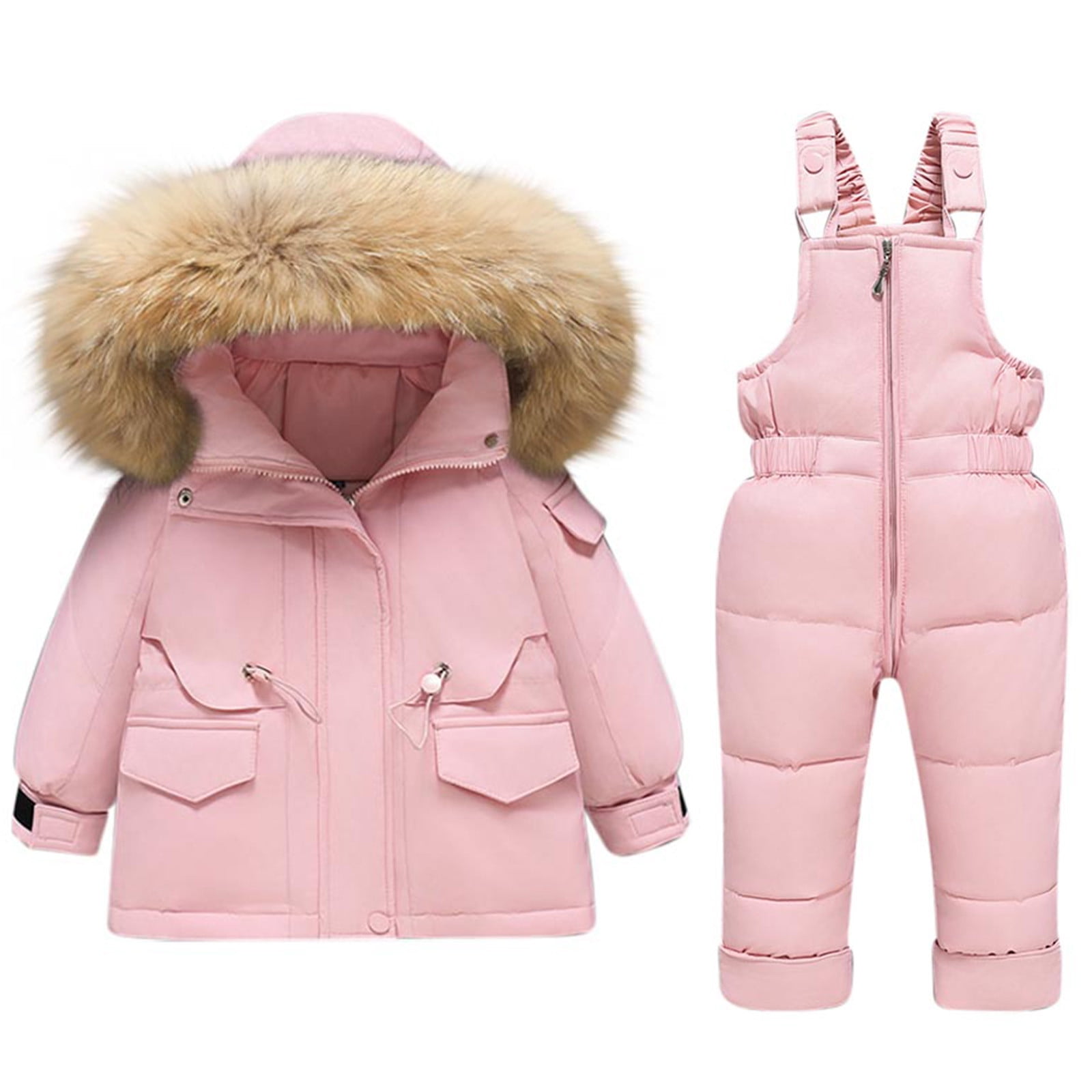 Meresysid Toddler Boys Snowsuit Girls Snow Pant And Jacket bib Winter Kids Clothes Coat Pink ...