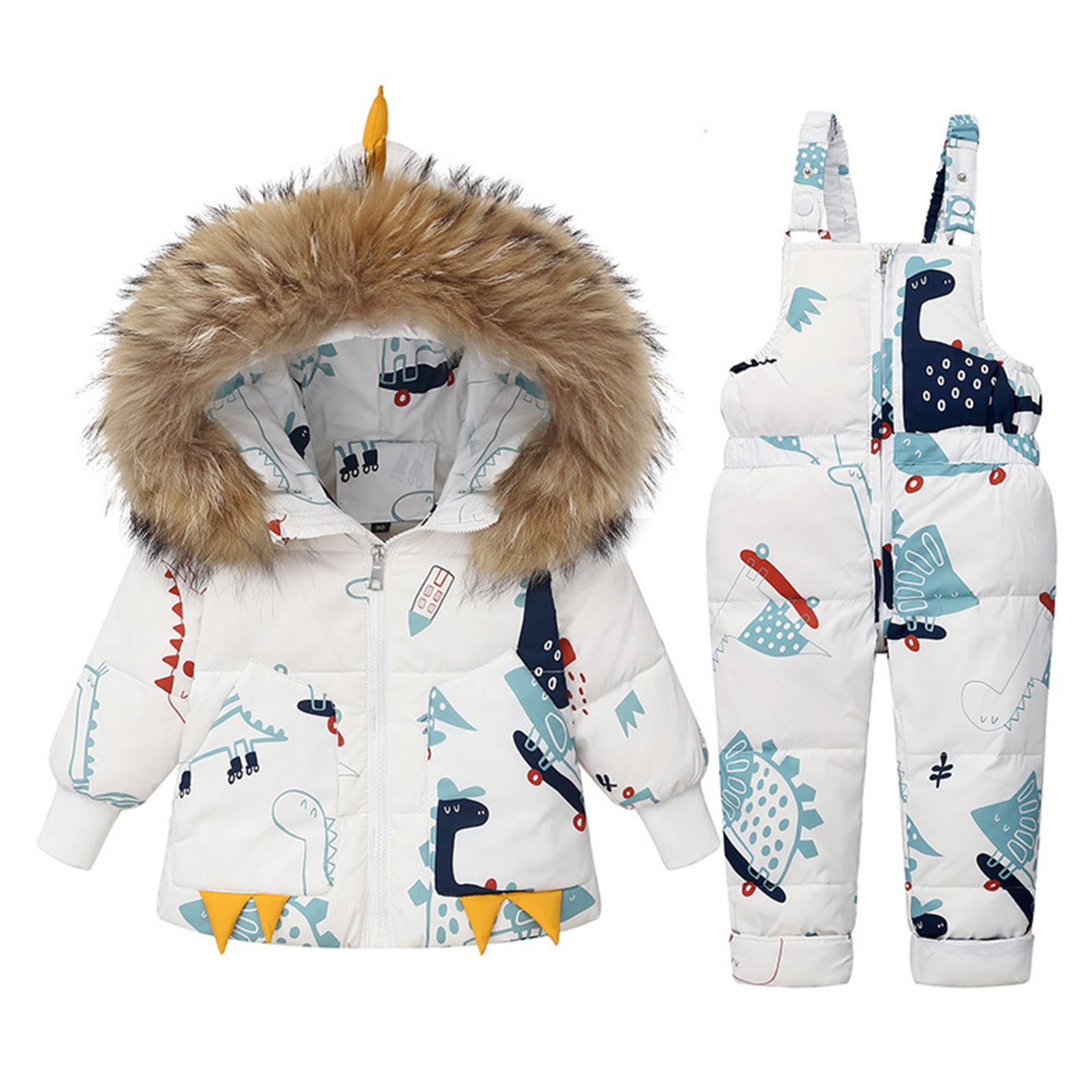 Meresysid Toddler Boys Snowsuit Girls Snow Pant And Jacket bib Winter Kids Clothes Coat White ...