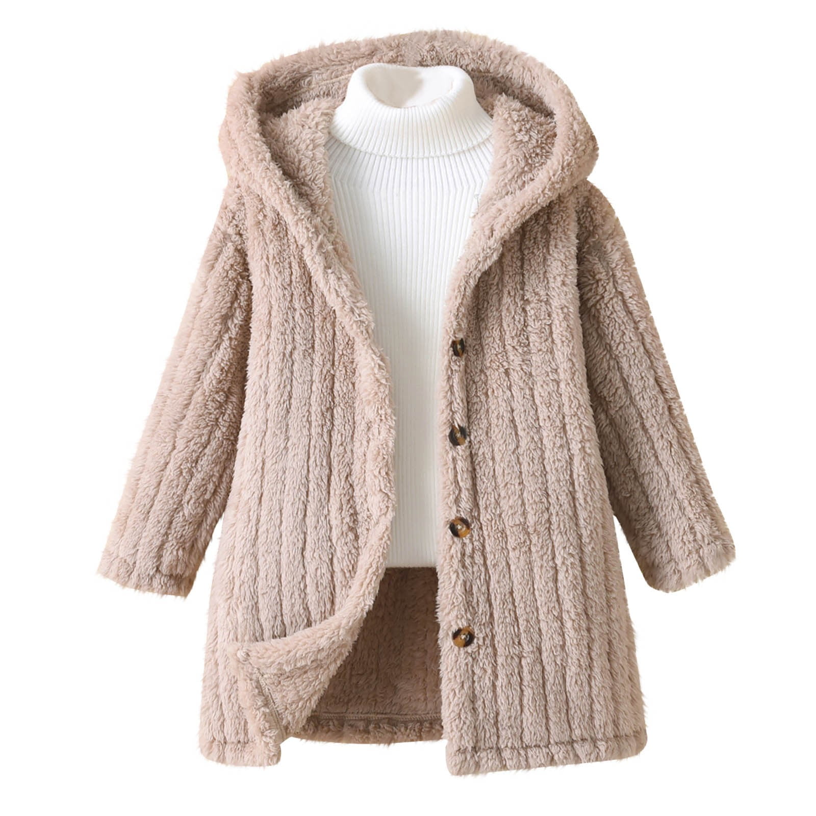 ZACPNCV Winter Jacket for Girls Fuzzy Fleece Jacket Casual Button Down ...