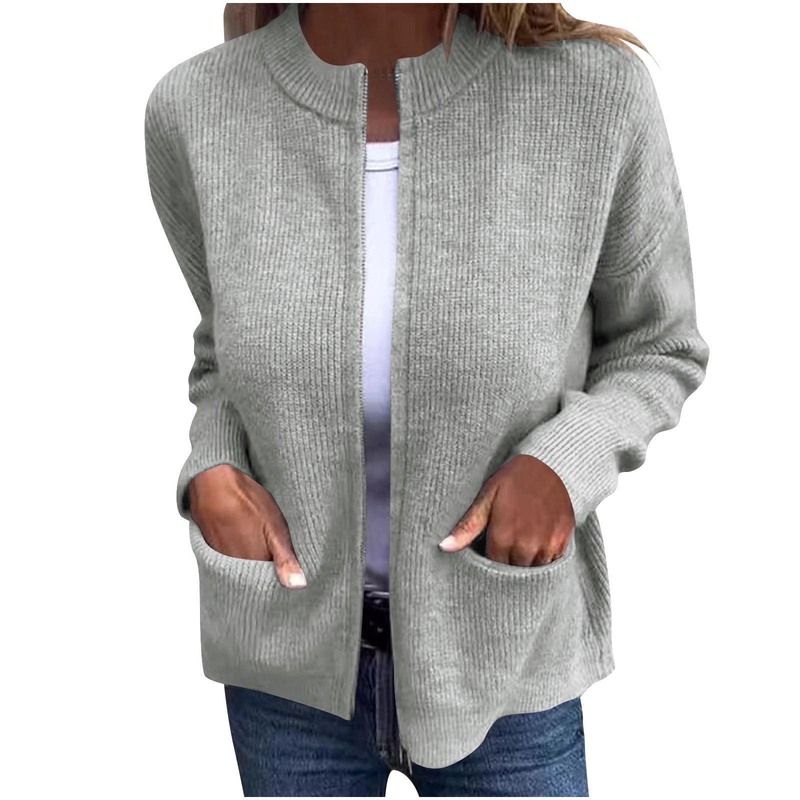 Meresysid Women's Winter Casual Jackets Long Sleeve New Solid Color ...