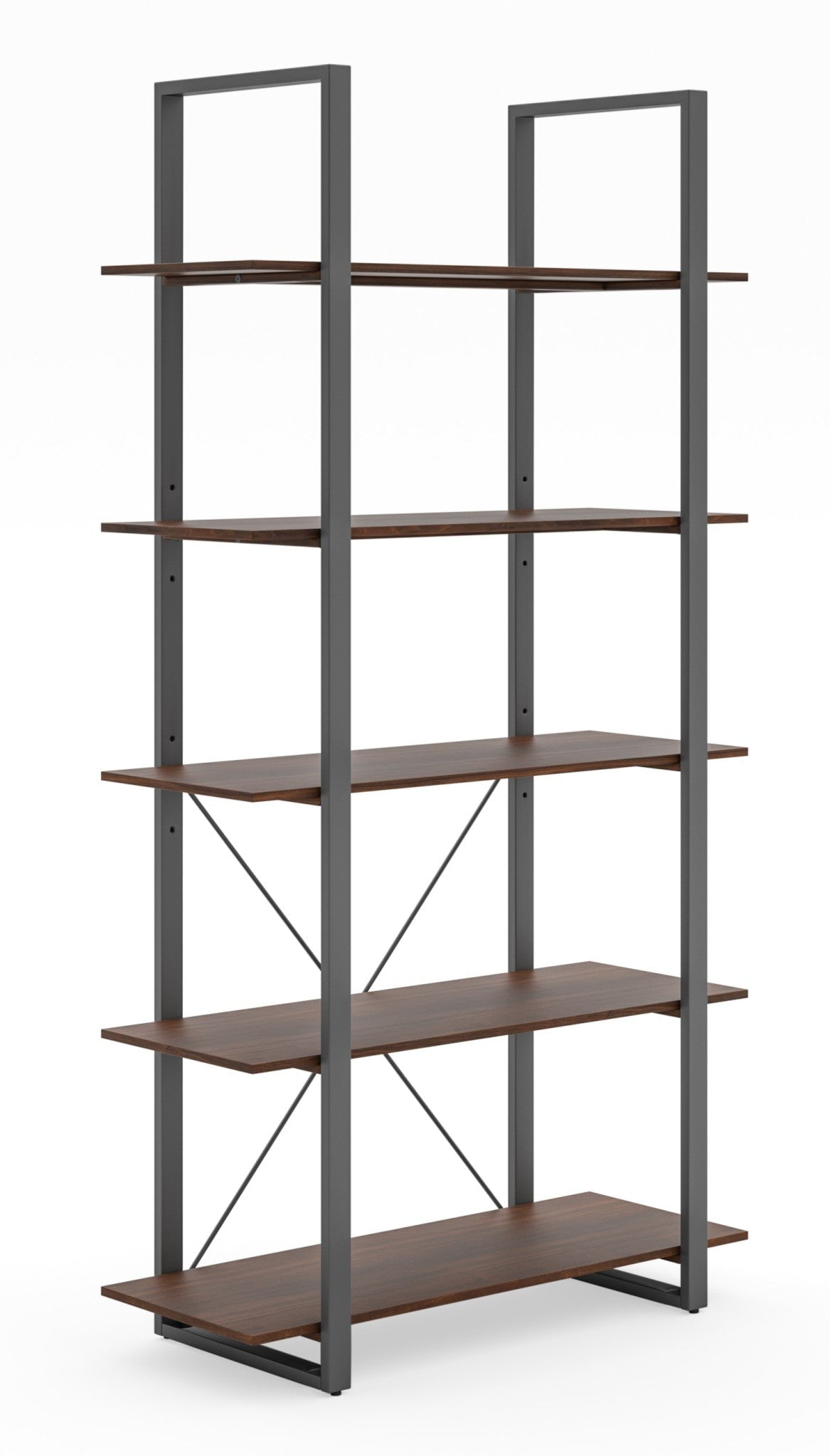 Homestyles Merge Engineered Wood 5-Shelves Bookcase in Walnut Brown ...