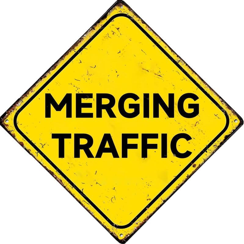 Merging Traffic Sign For Home Office Bar Indoor Outdoor Wall Decor Yard ...