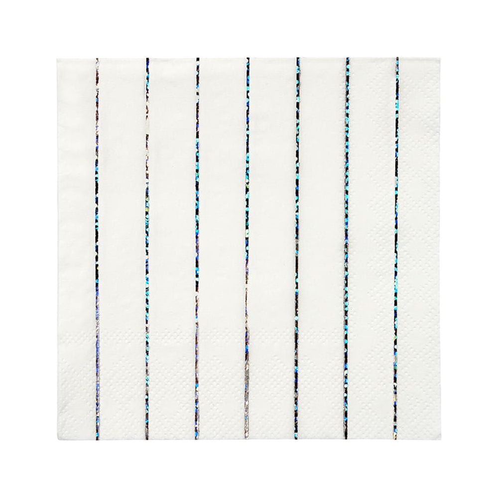 Meri Meri Silver Sparkle Striped Small Napkins, 16ct - Walmart.com