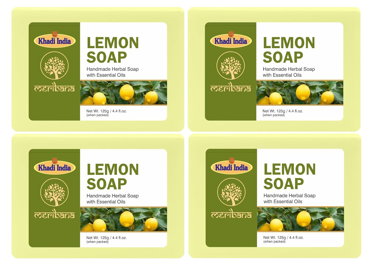 MeriBana Handmade Natural Lemon Bath Soap 4 x 125 g - Walmart.com