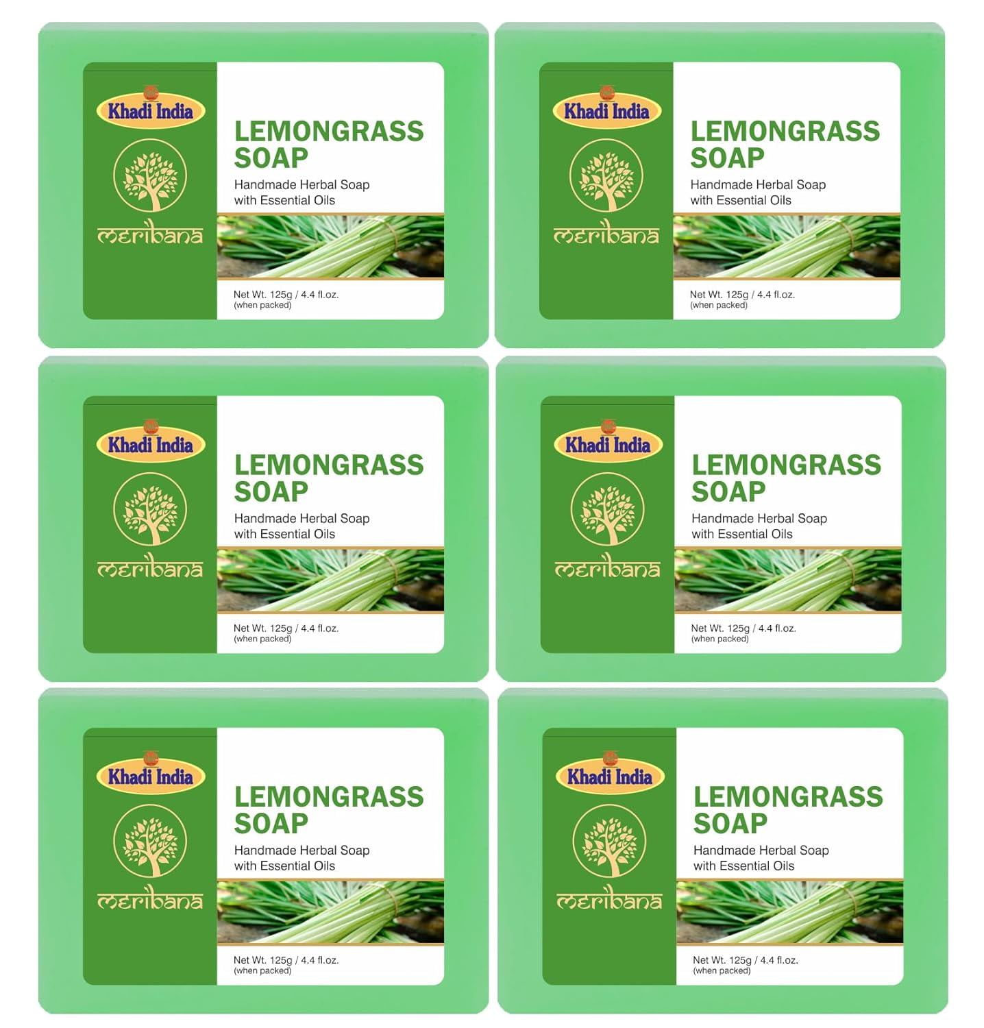 MeriBana Handmade Natural Lemon Grass Bath Soap 6 x 125 g - Walmart.com