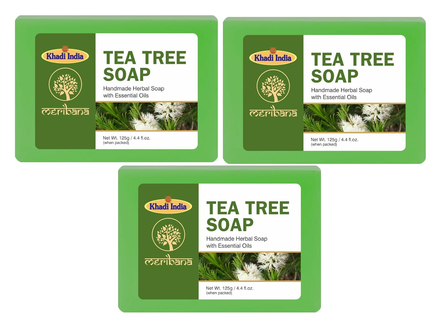 MeriBana Handmade Natural Tea Tree Bath Soap 3 x 125 g - Walmart.com