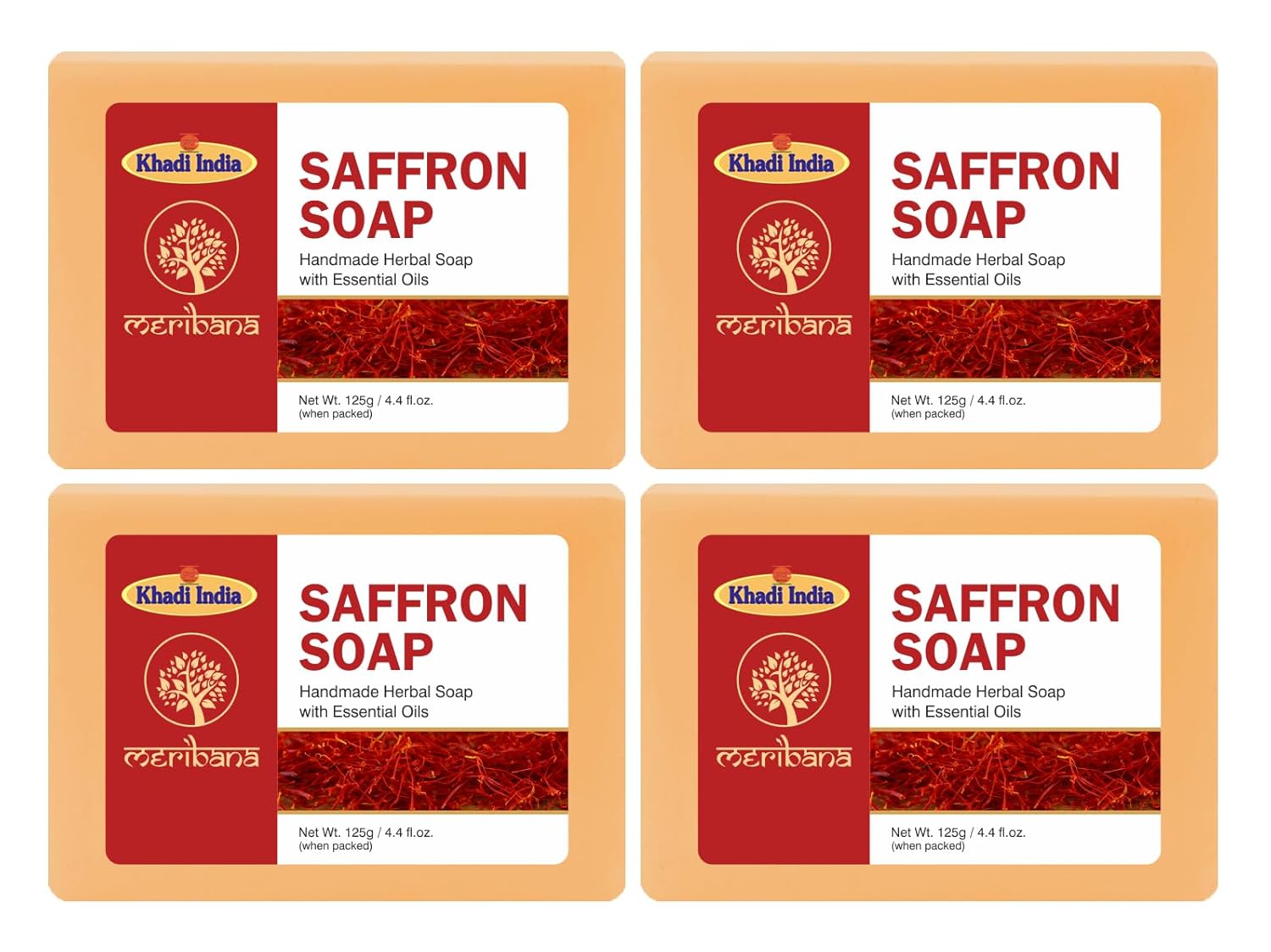 MeriBana Handmade Saffron Bath Soap 4 x 125 g - Walmart.com