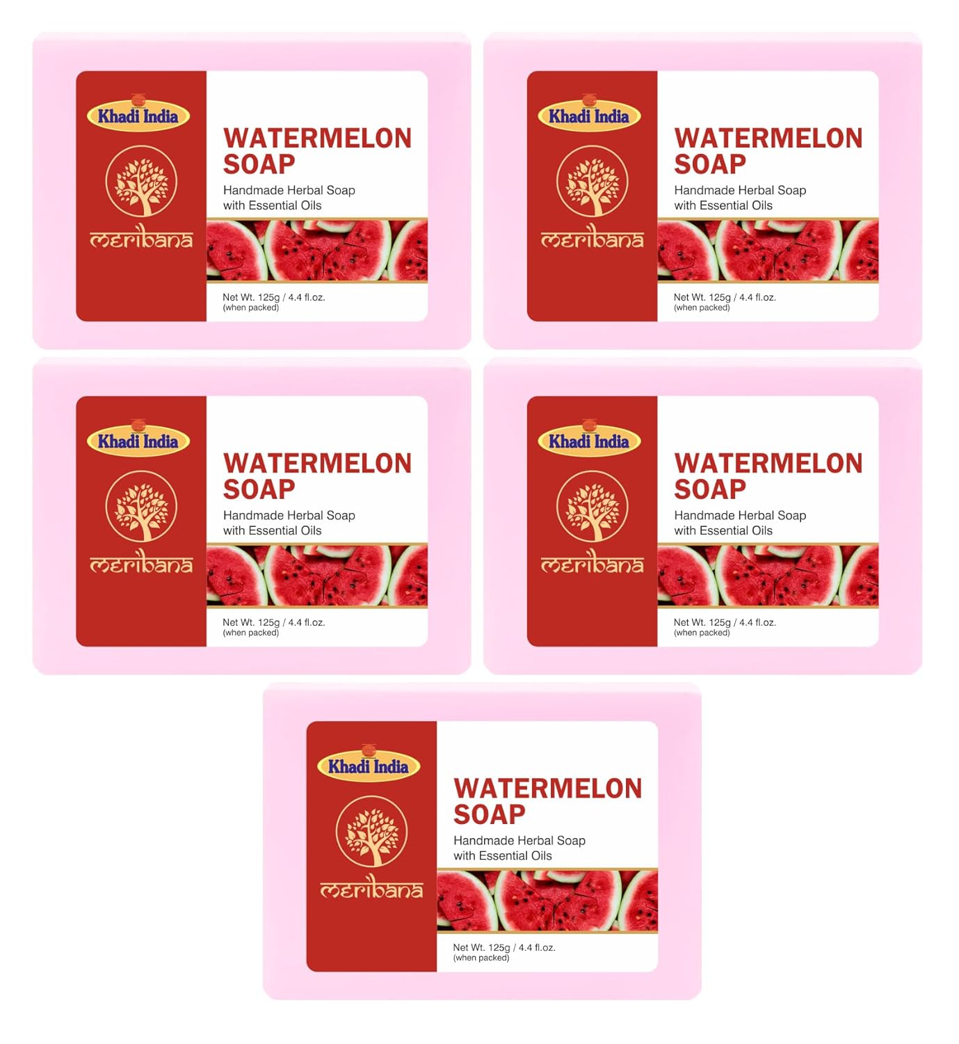 MeriBana Handmade Watermelon Bath Soap 5 x 125 g - Walmart.com
