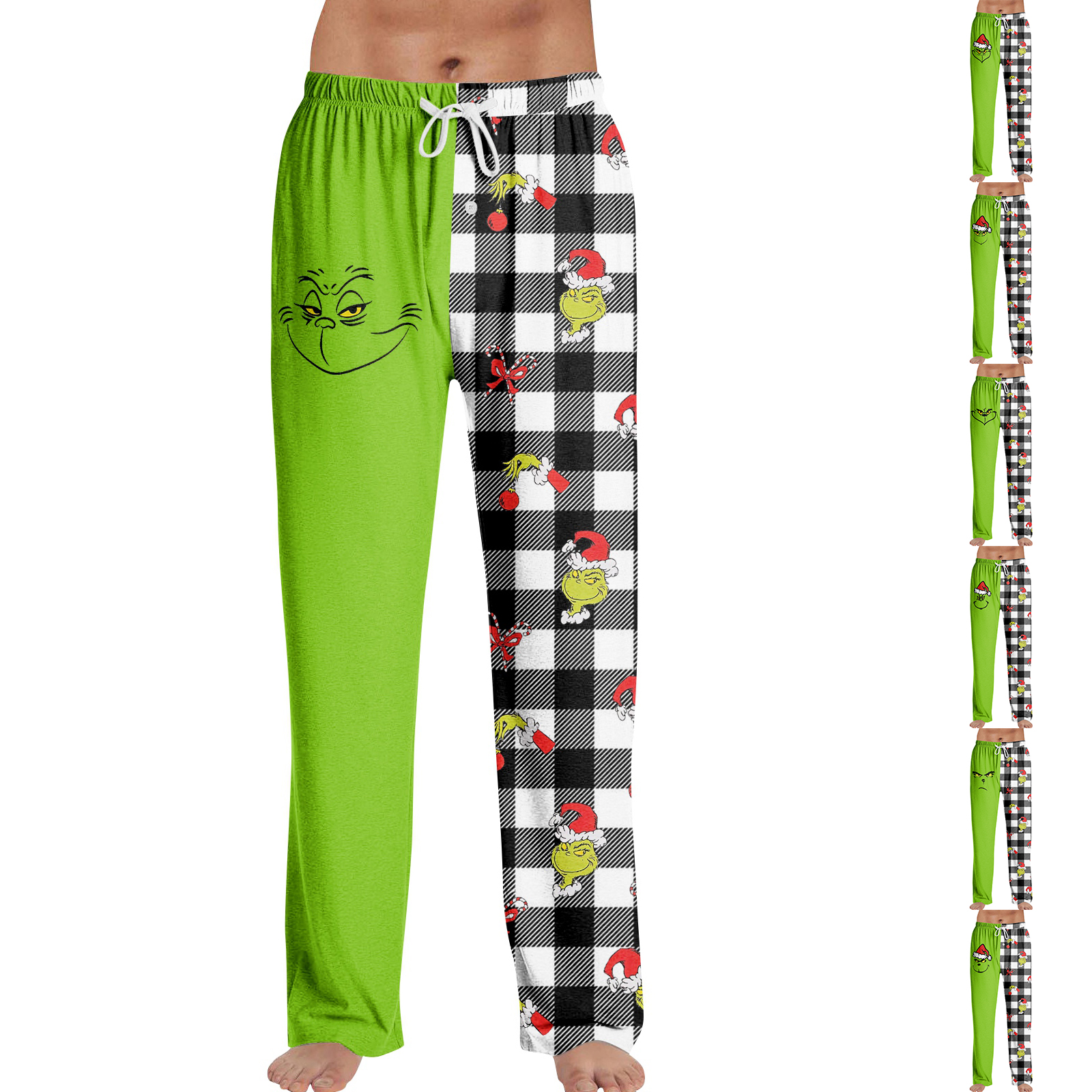 MeriLume Mens Christmas Pajamas Black White Checkered Pants, Griinncch ...