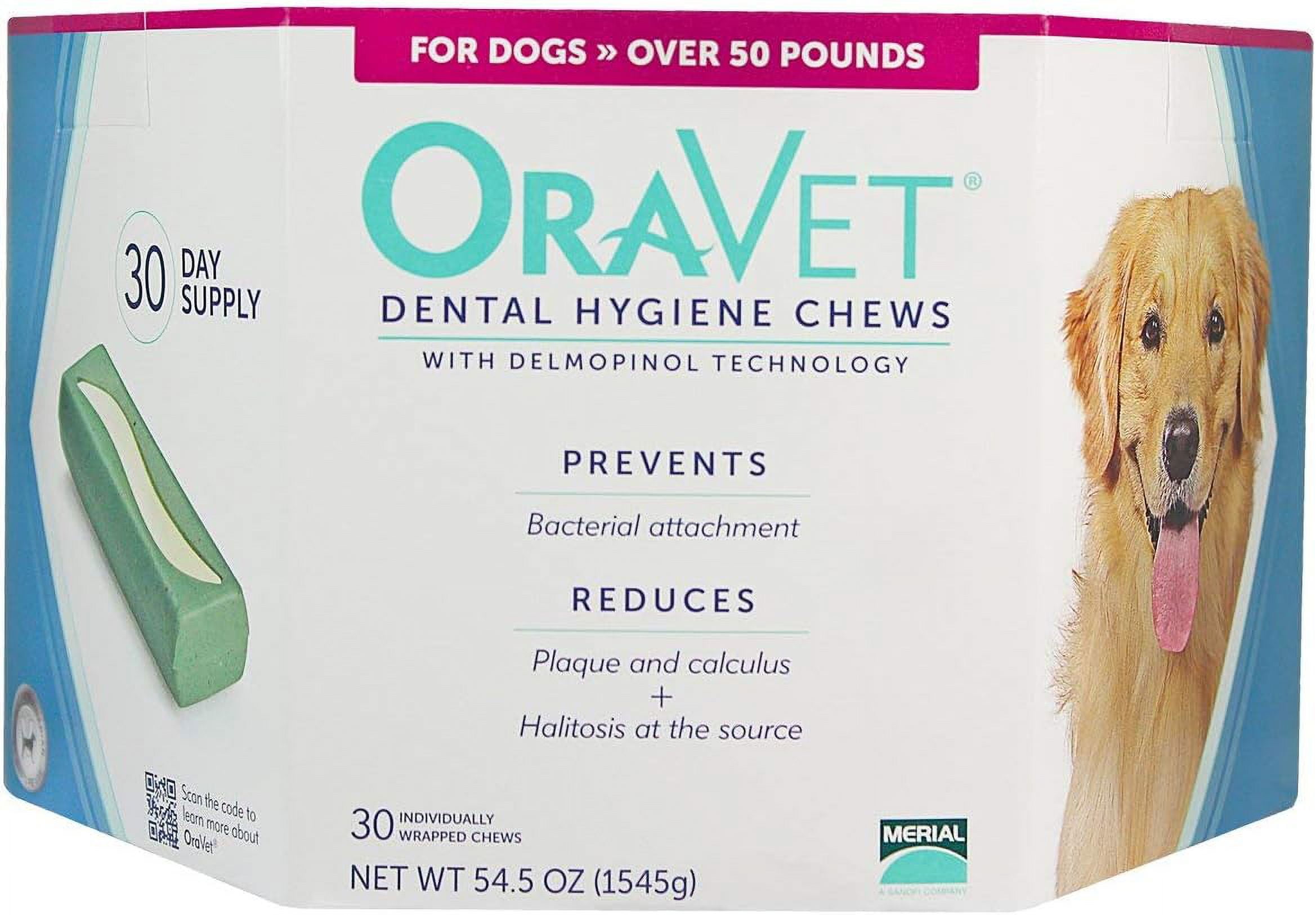 Merial Oravet Dental Hygiene Chew for Large Dogs (50 lbs and over ...