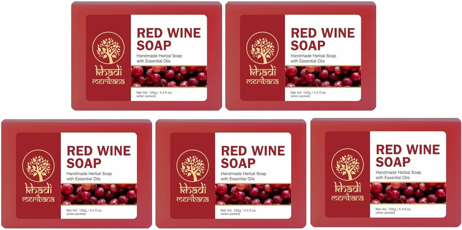 Meribana Khadi Natural Red Wine Soap 5 x 125 g - Walmart.com