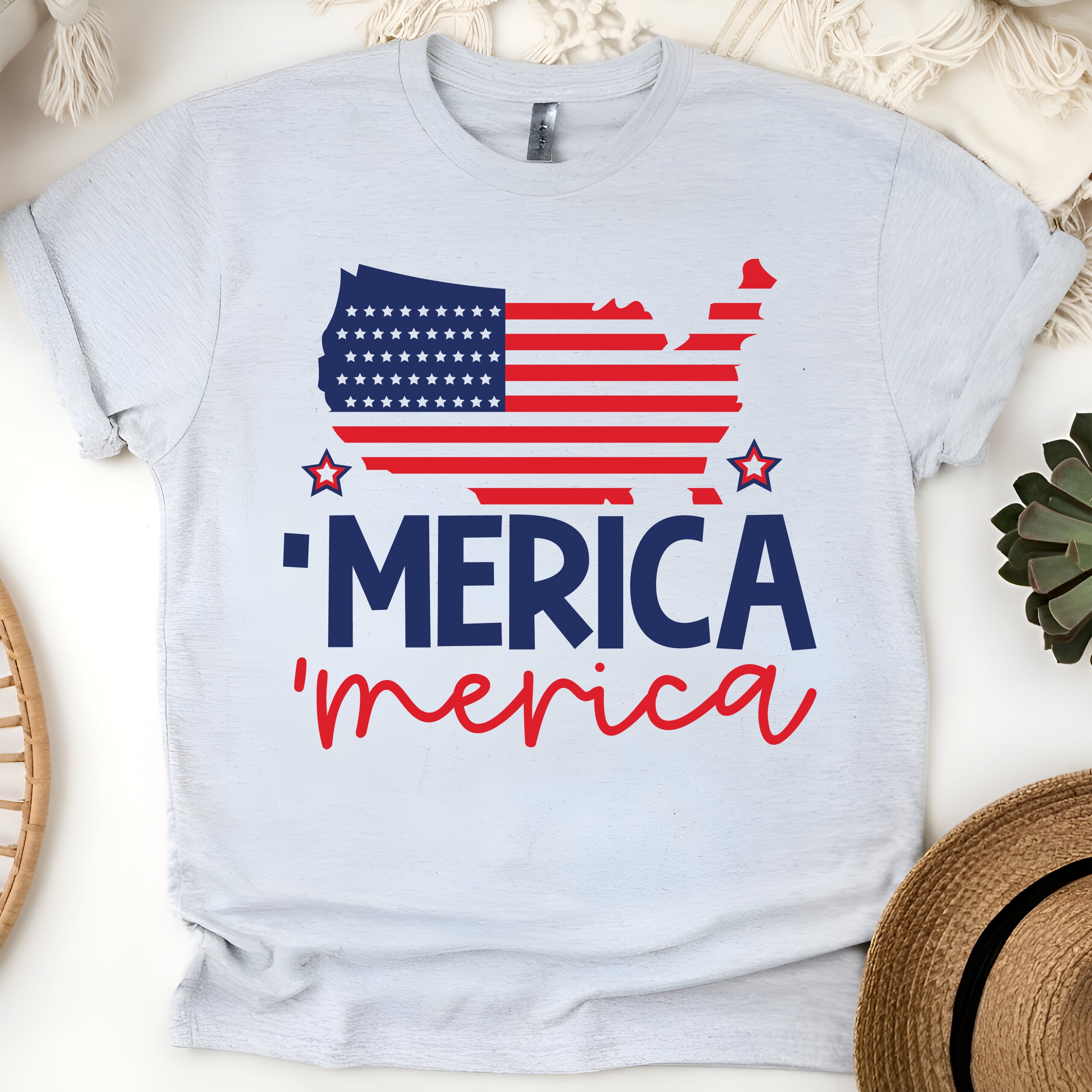 ‘Merica America Pride Shirt – Red White Blue USA Map Design T-Shirt ...