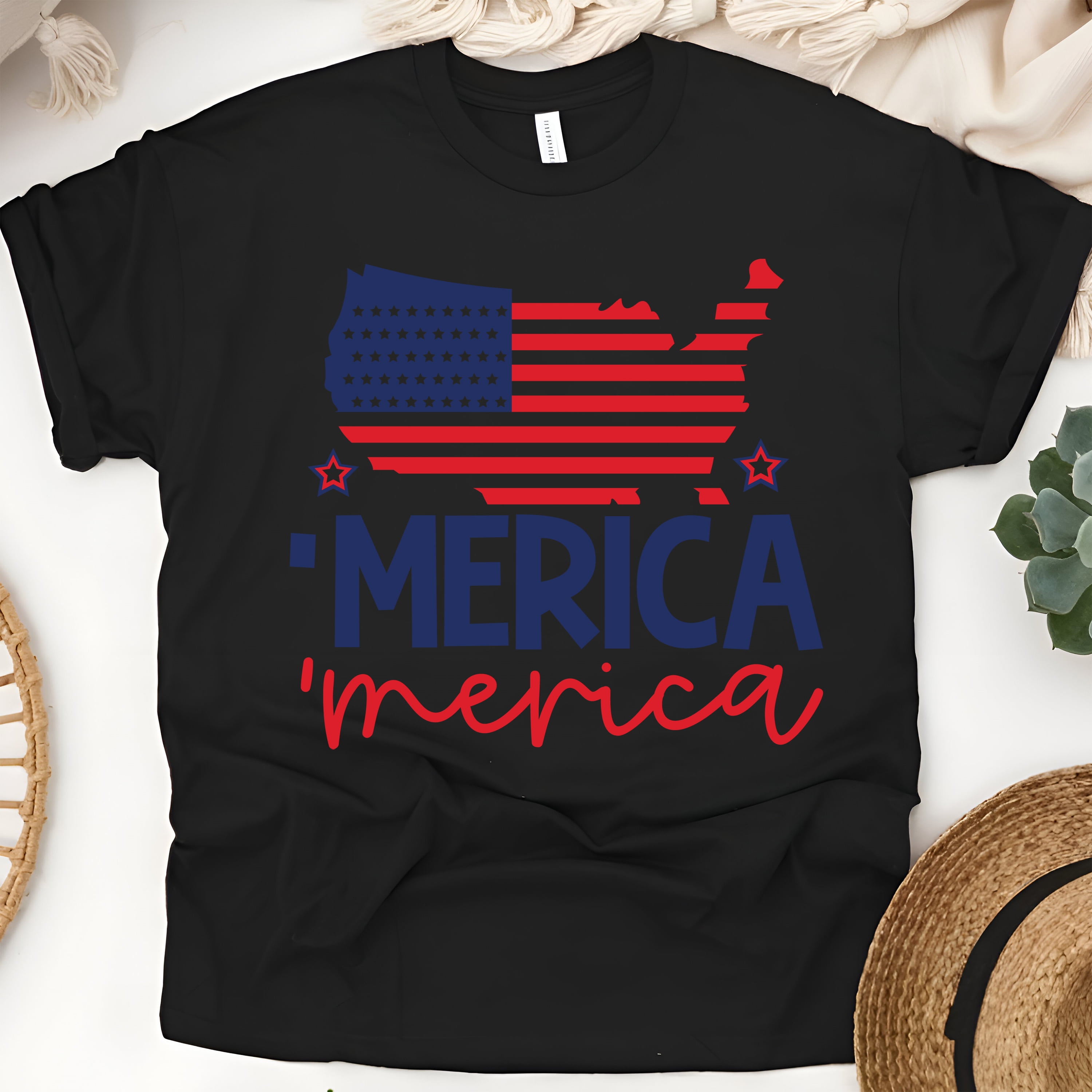 ‘Merica America Pride Shirt – Red White Blue USA Map Design T-Shirt ...