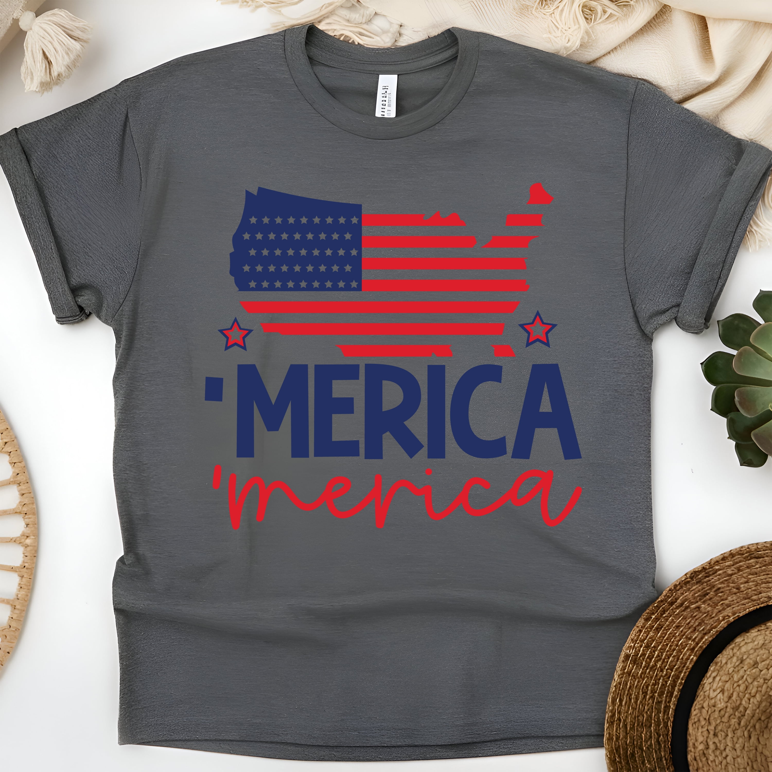 ‘Merica America Pride Shirt – Red White Blue USA Map Design T-Shirt ...
