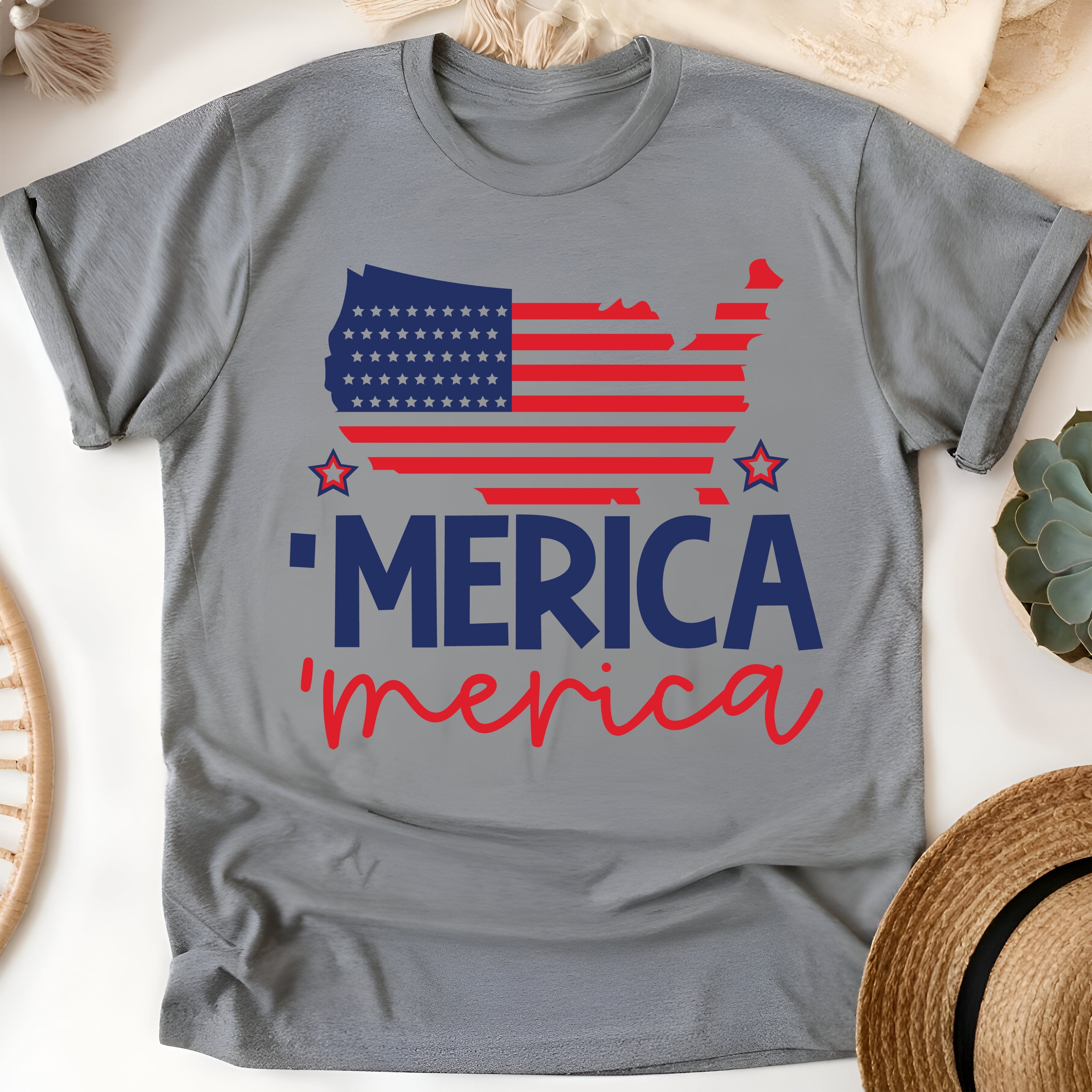 ‘Merica America Pride Shirt – Red White Blue USA Map Design T-Shirt ...