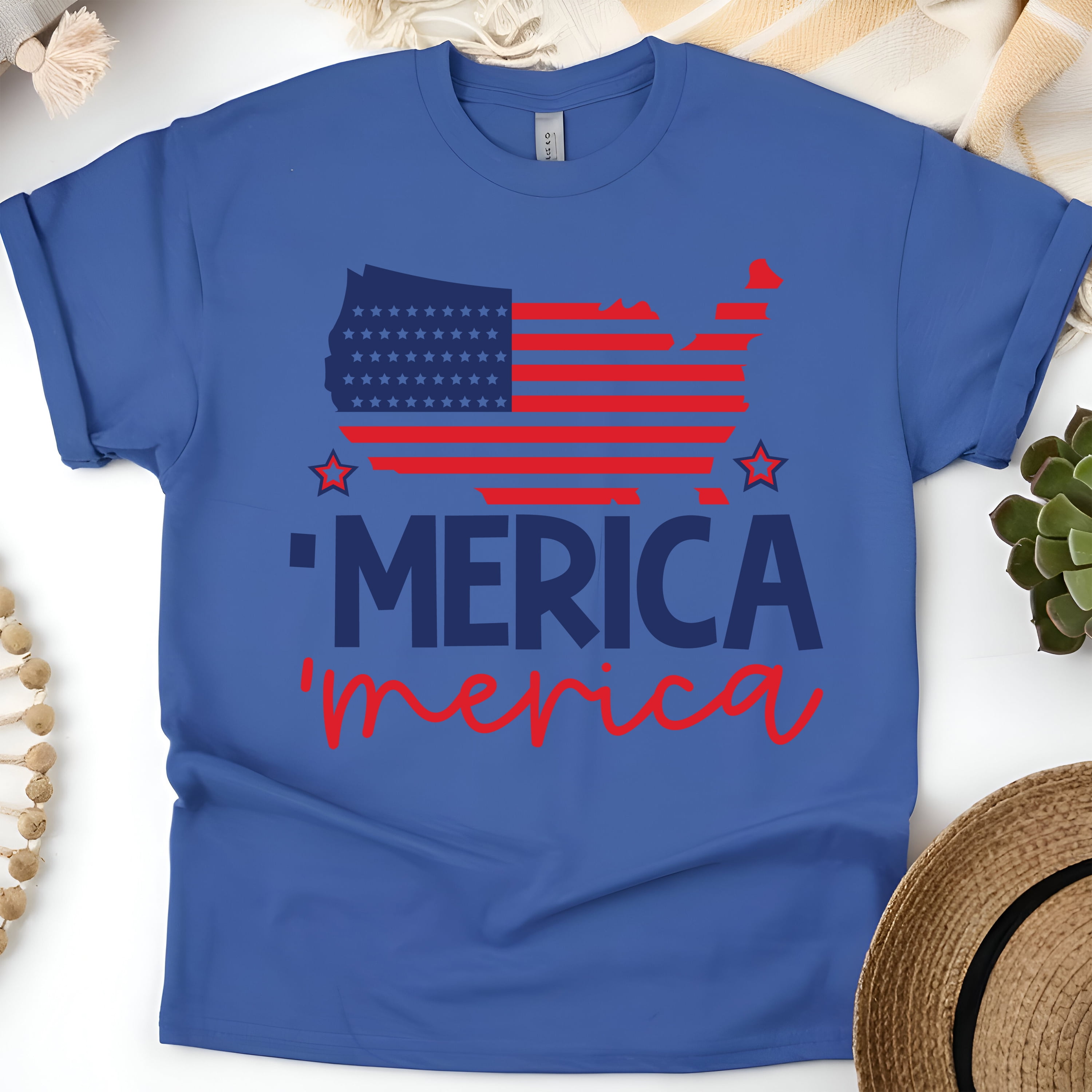 ‘Merica America Pride Shirt – Red White Blue USA Map Design T-Shirt ...