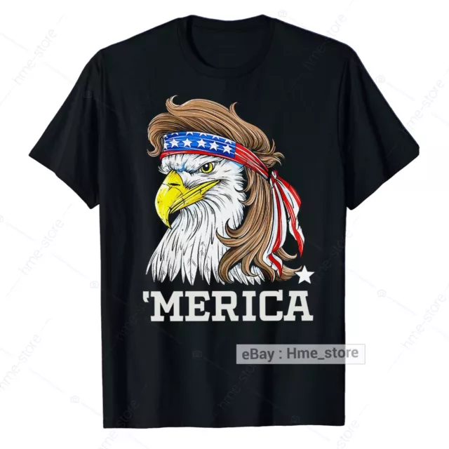 Merica Bald Eagle T-Shirt USA Flag Patriotic America Mullet 4th Of July Tee - Walmart.com