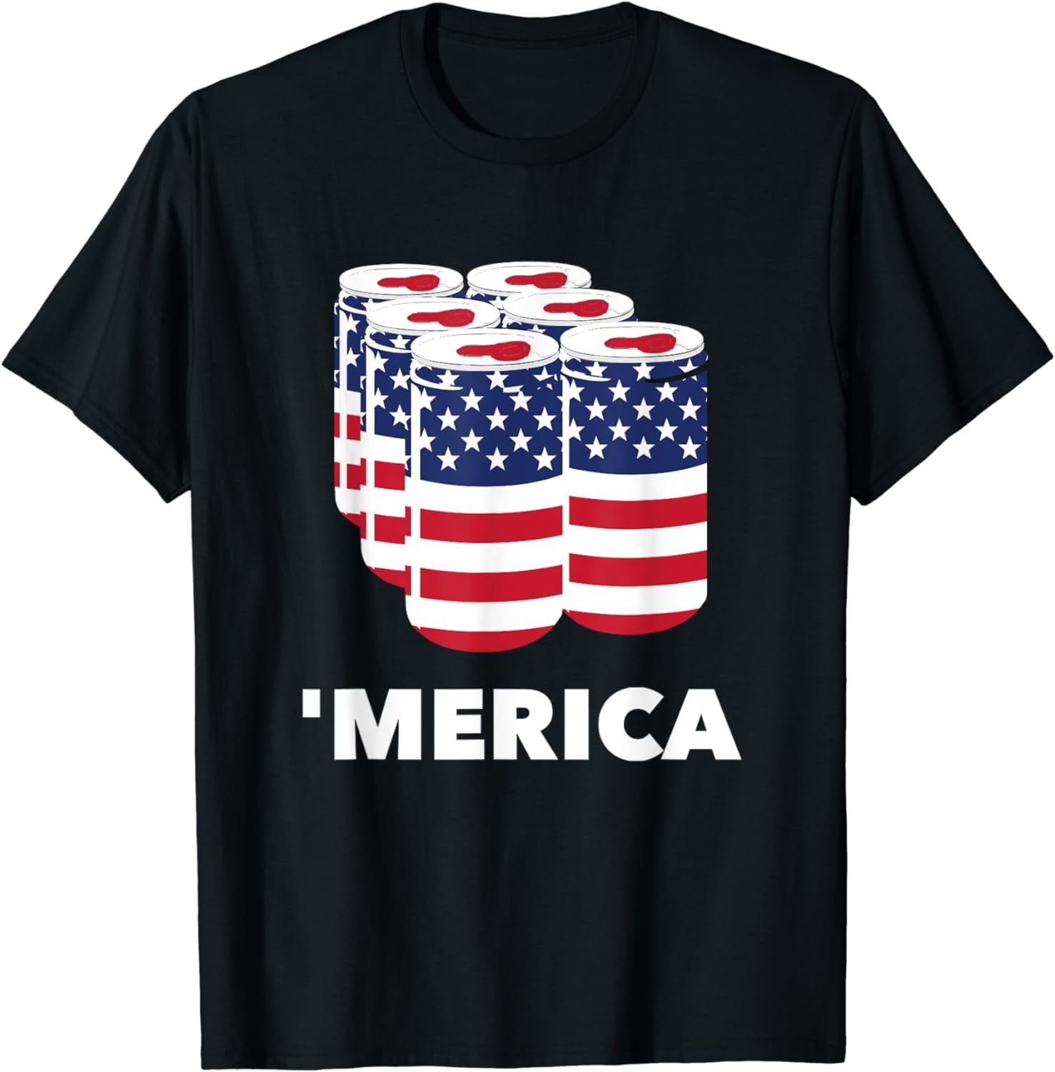 Merica Beer Pack USA Flag Shirt Funny 4th July Gift America T-Shirt ...