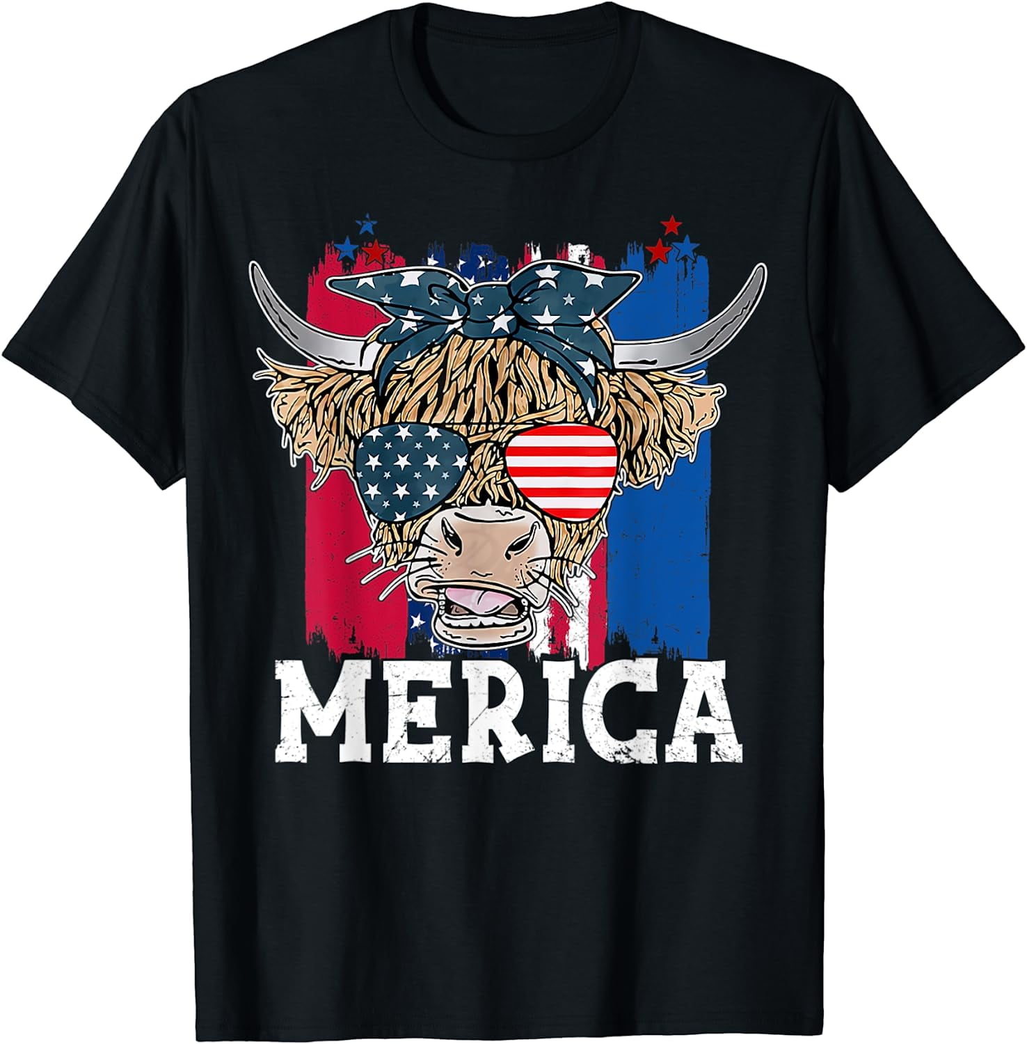 Merica Cow 4th Of July USA US American Flag Patriotic T-Shirt - Walmart.com
