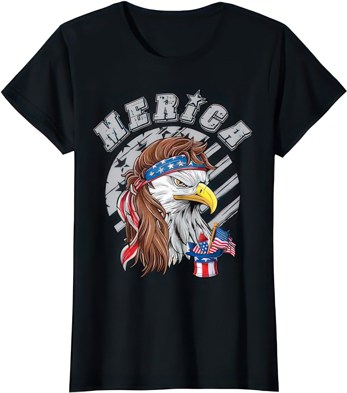 Merica Eagle Mullet 4th of July Men Women American Flag USA T-Shirt T ...