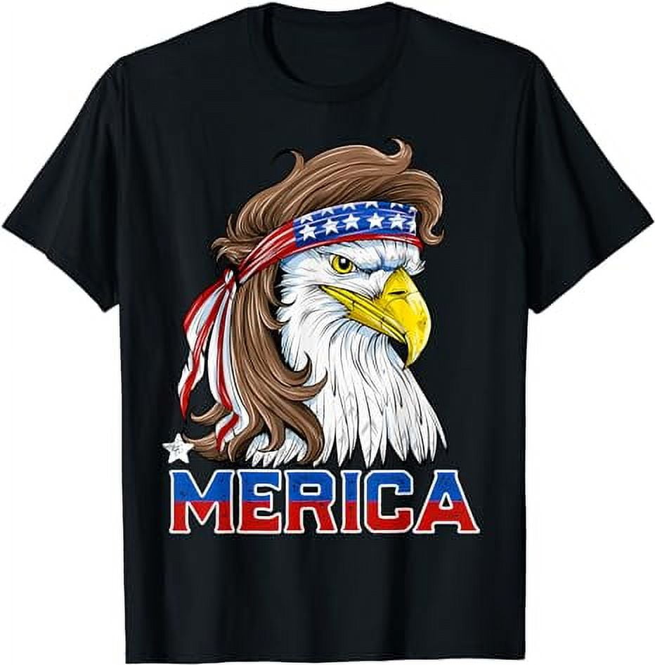 Merica Eagle Mullet 4th of July Men Women American Flag USA T-Shirt - Walmart.com
