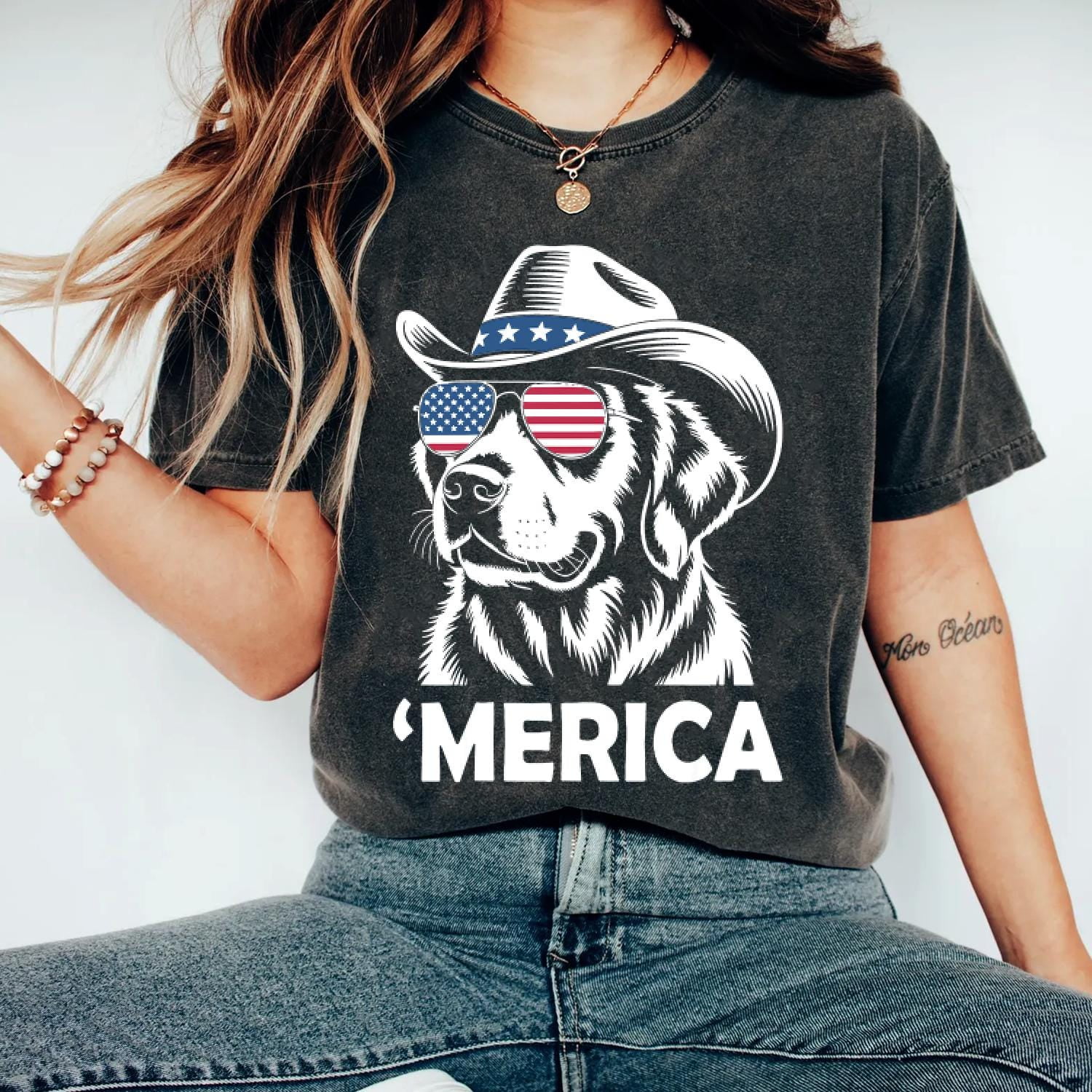 Merica Golden Retriever T-Shirt – Patriotic Dog, 4th of July Golden Retriever Tee - Walmart.com