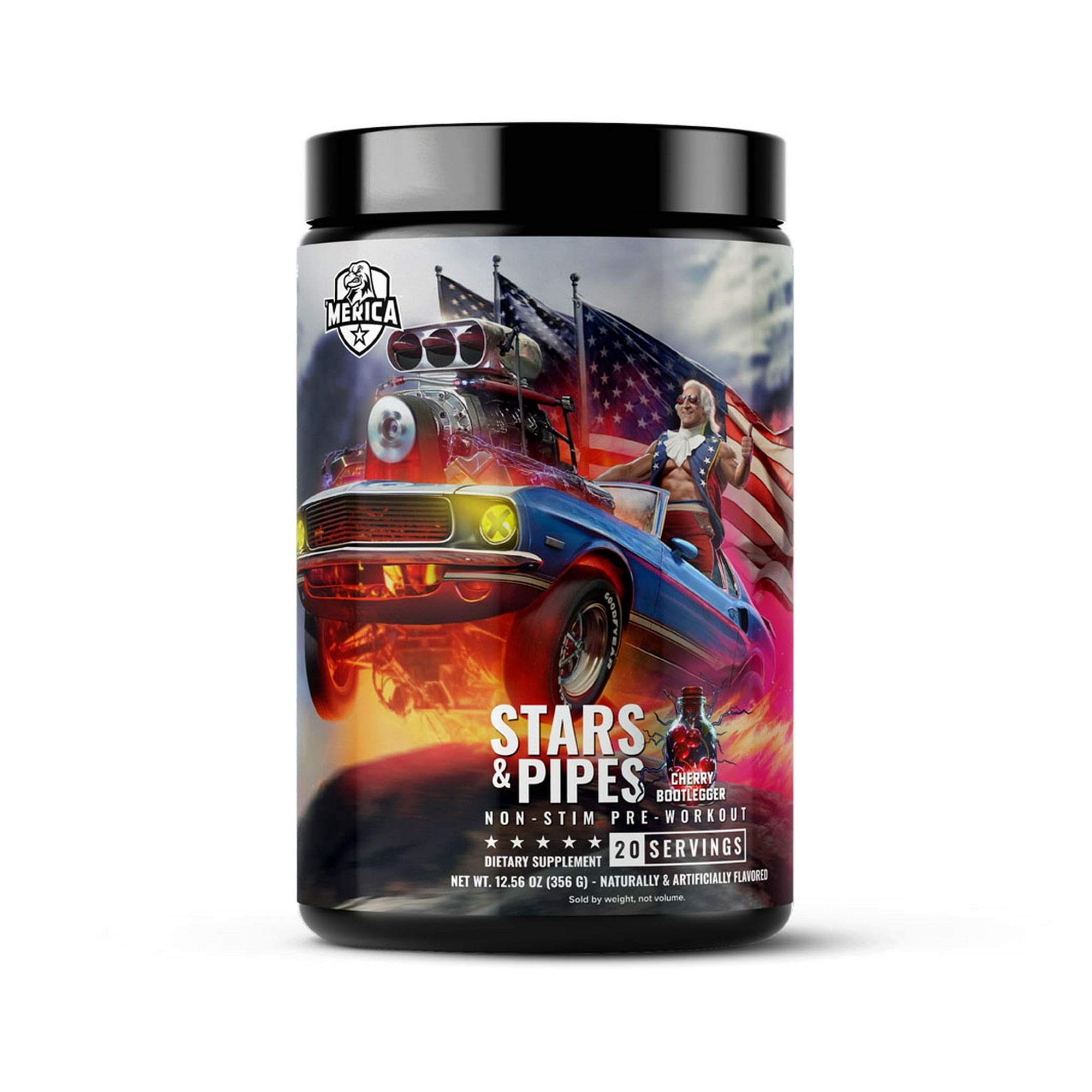 Merica Labz Stars 'N Pipes Non-Stimulant Pre-Workout, 20 Servings (Cherry Bootlegger) - Walmart.com