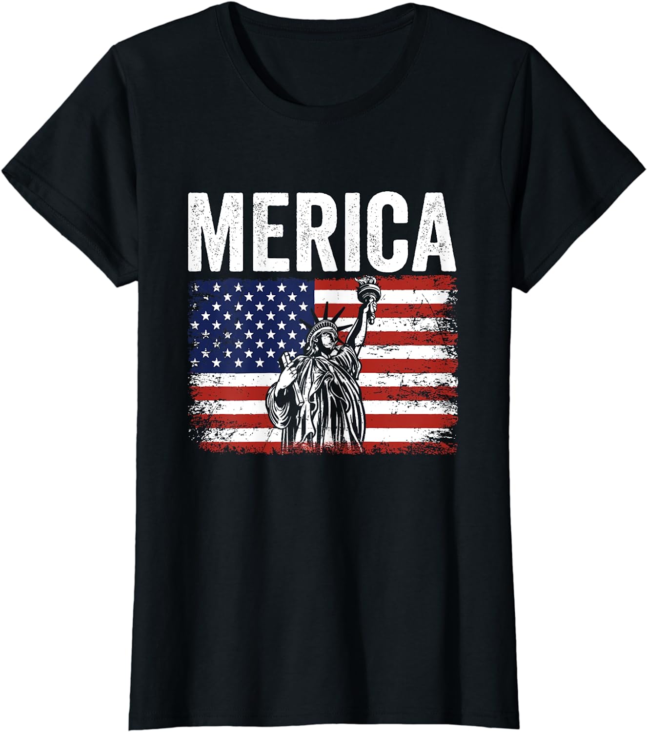 Merica Patriotic apparel Statue of liberty American flag T-Shirt ...