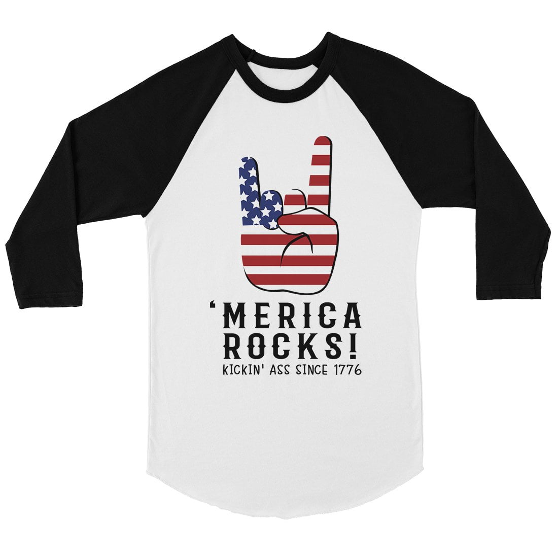 Merica Rocks Kickin' Mens Baseball Shirt 4th of July Raglan Tee ...
