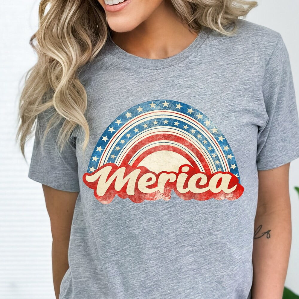 Merica Shirt, Merica Vintage Rainbow T-shirt, Vintage America Shirt, American Vintage Rainbow ...