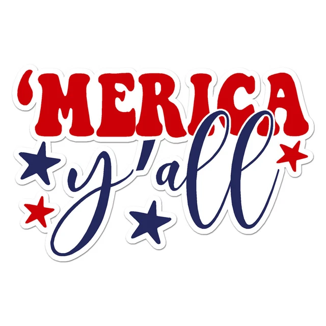 Merica Y'All Sticker Phone Decal Water Bottle Stickers Car Decals ...