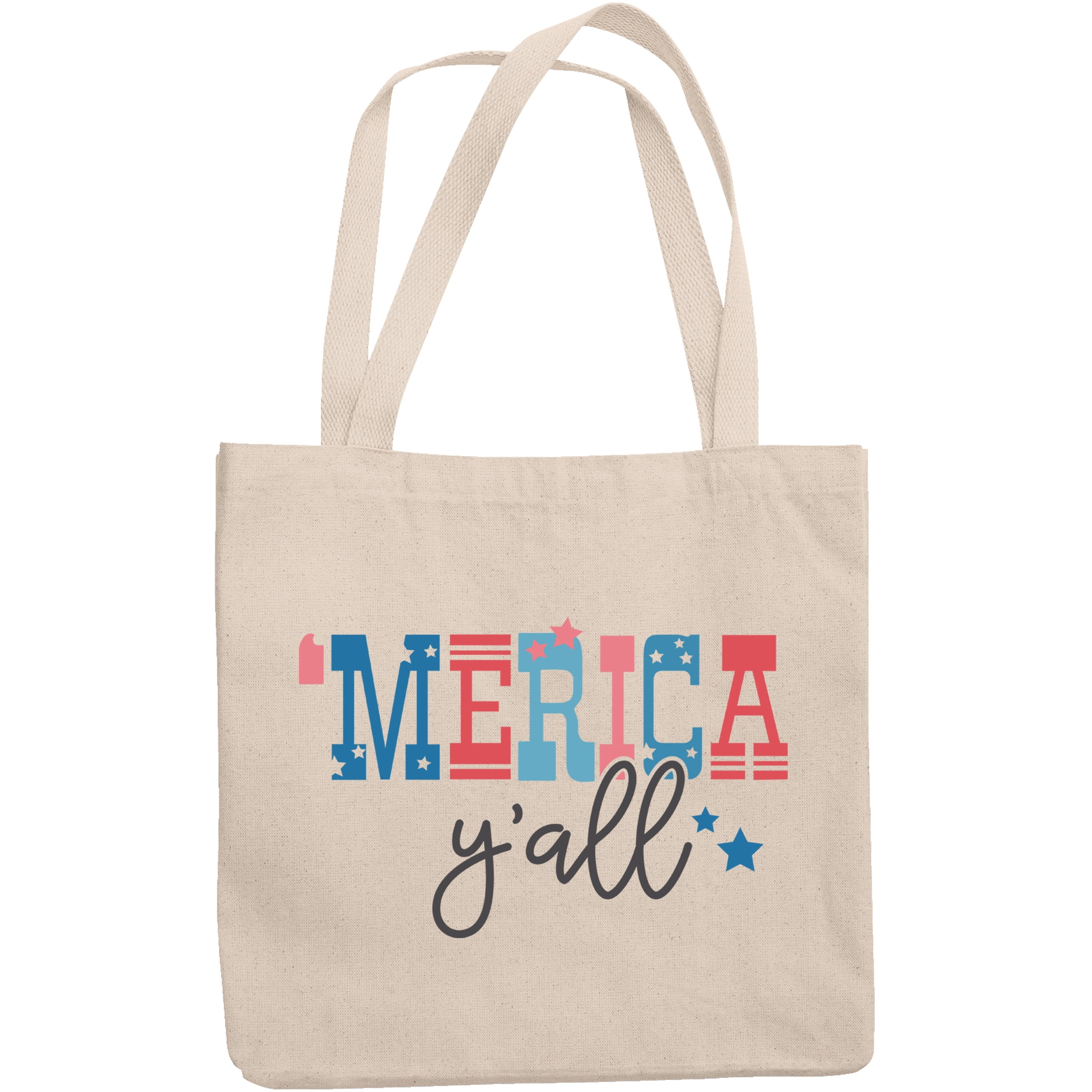 Merica Y'all, 4th of July Merch Gift, 12oz Canvas Tote Bag - Walmart.com
