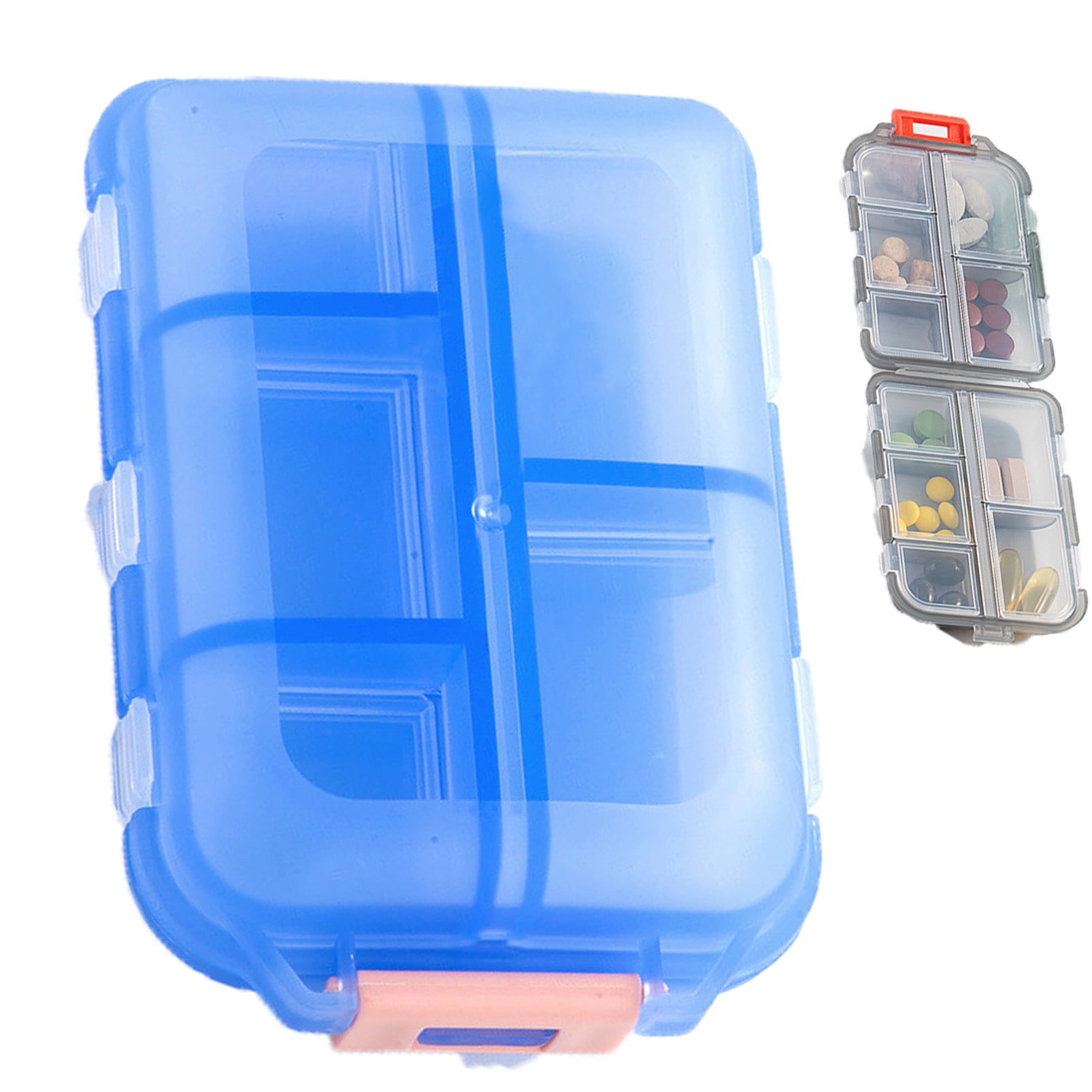 Mericonn Travel Pill Organizer Box 10 Compartments Small Pill Case ...