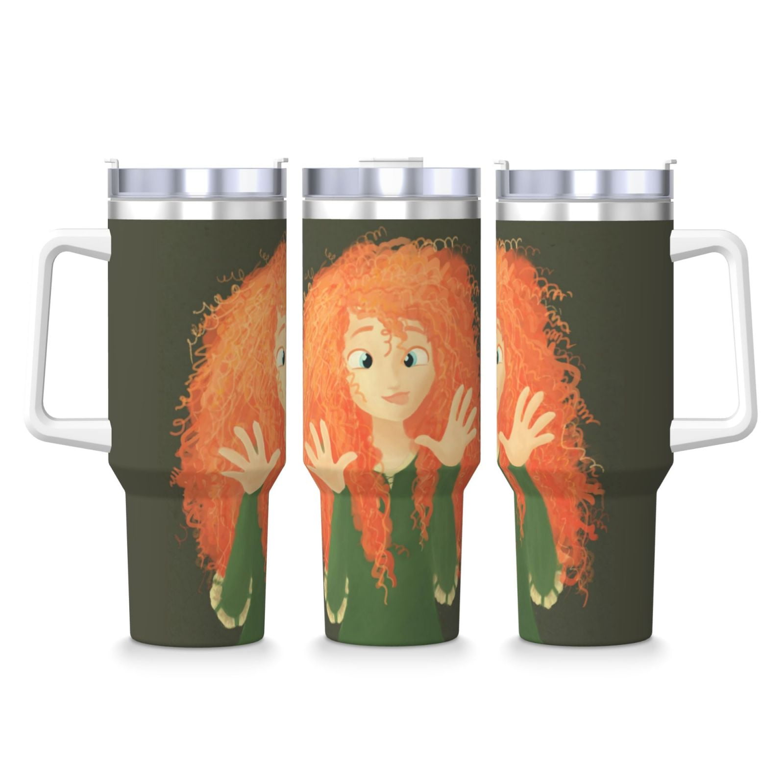 Merida 40 OZ Ice Bully Cup with Handle Straw Lid, Double Wall Stainless ...