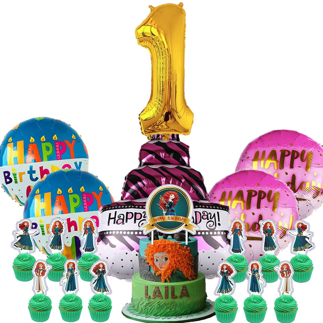 Merida Brave Princess Party Supplies 1st Decor Kit Balloons Birthday ...