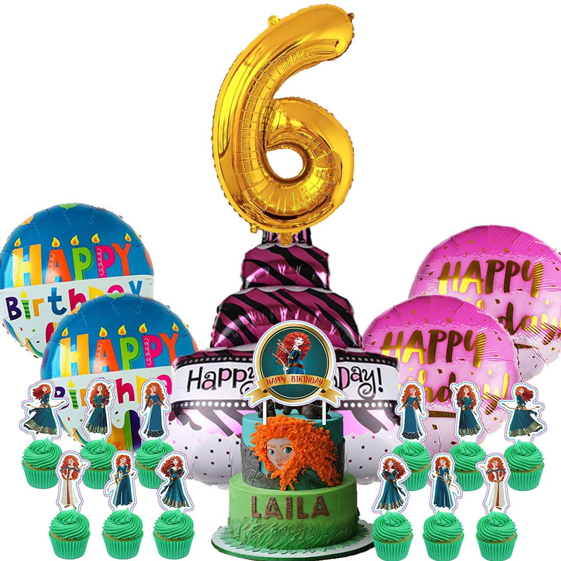 Merida Brave Princess Party Supplies 6th Decor Kit Balloons Birthday ...