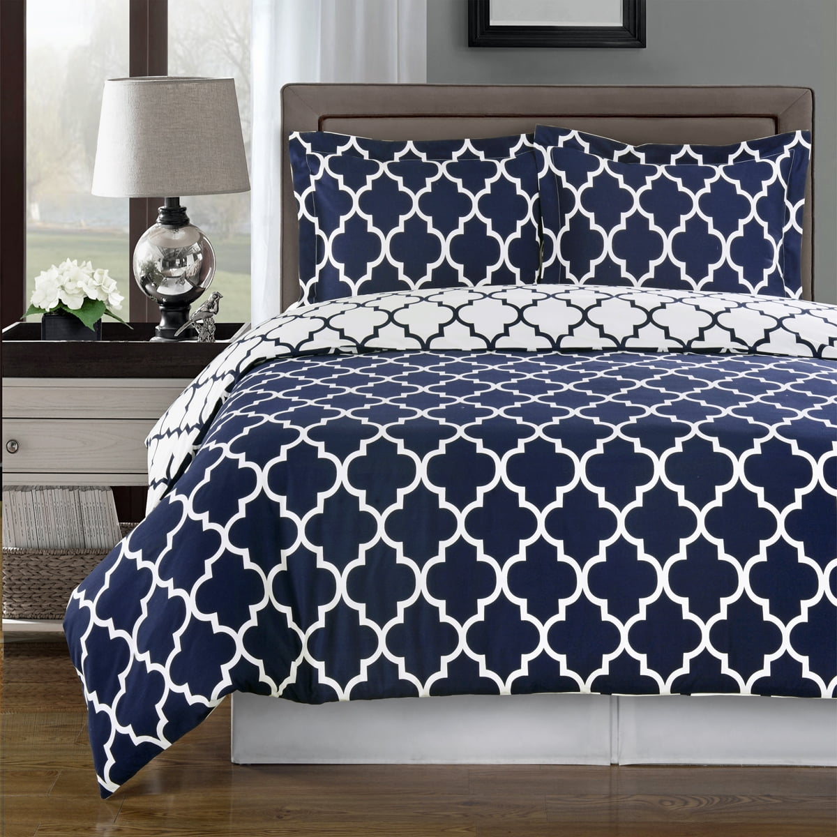 Meridian 100% Cotton Reversible Duvet Set, Geometric Pattern, 250 ...