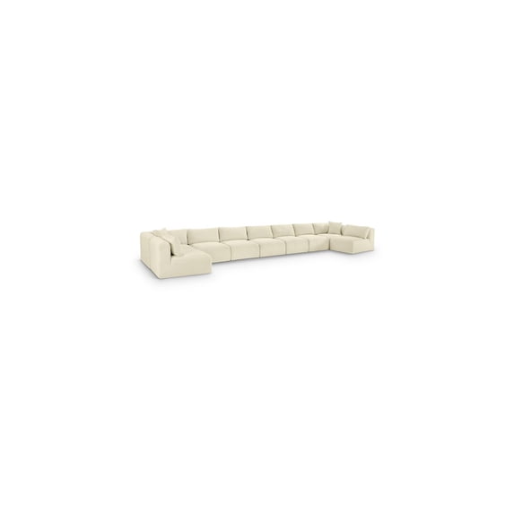 Meridian Furniture 9-Piece Cream Corduroy Performance Fabric Modular ...