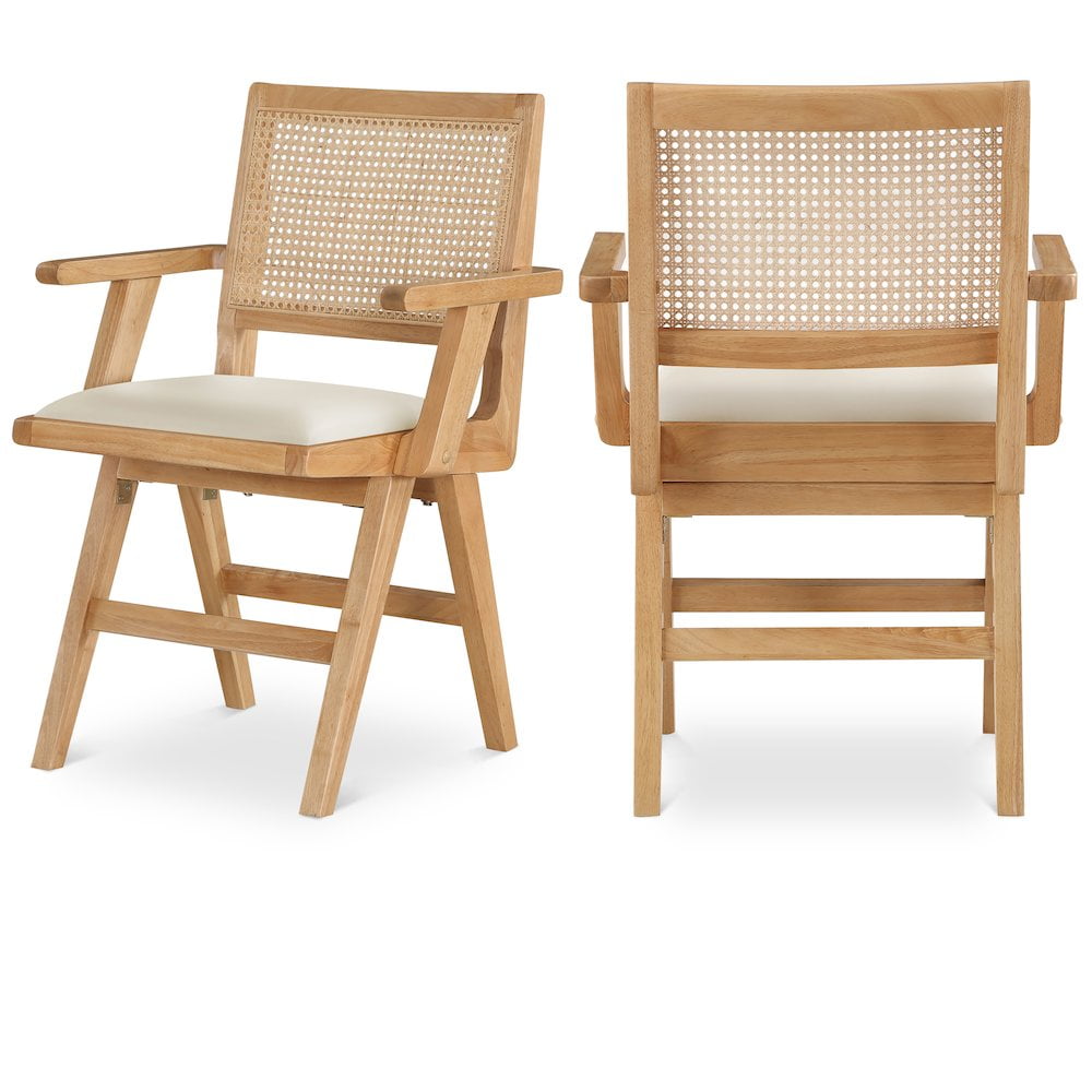Meridian Furniture Abby Cream Vegan Leather Dining Arm Chair (Set of 2 ...