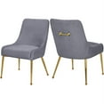 Meridian Furniture Ace Gray Velvet Dining Chair with Gold Legs (Set of ...