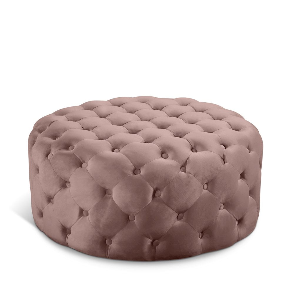 Meridian Furniture Addison Button Tufted Pink Velvet Ottoman and Bench ...