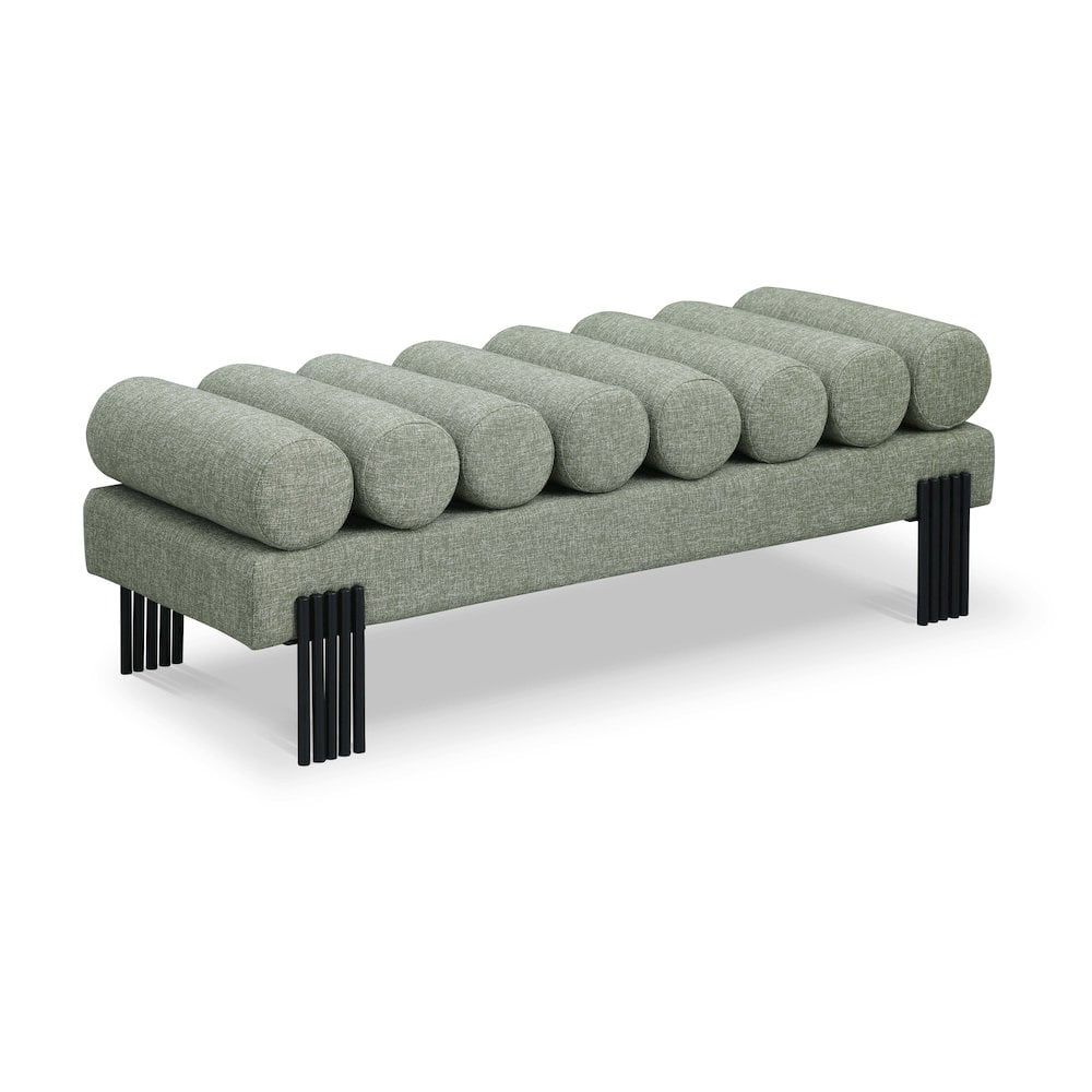 Meridian Furniture Akeela Green Linen Textured Fabric Bench - Walmart.com