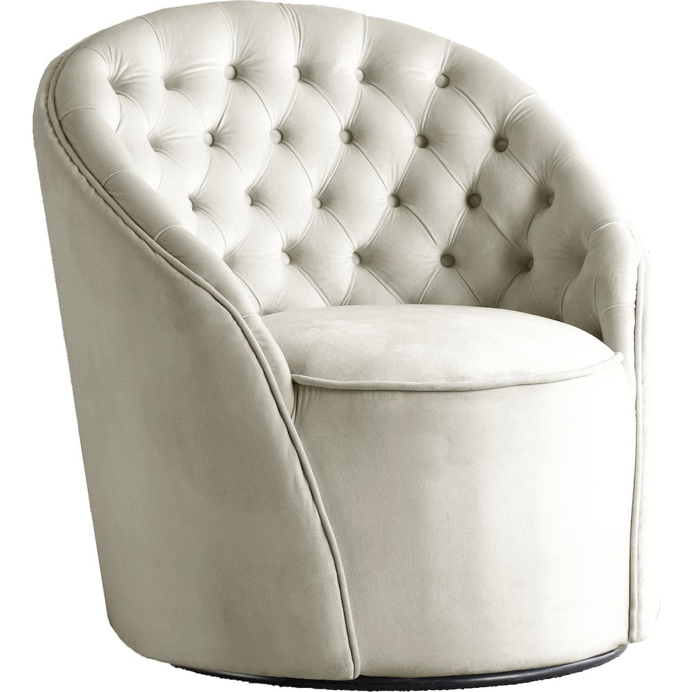 Meridian Furniture Alessio Cream Velvet Swivel Accent Chair - Walmart.com