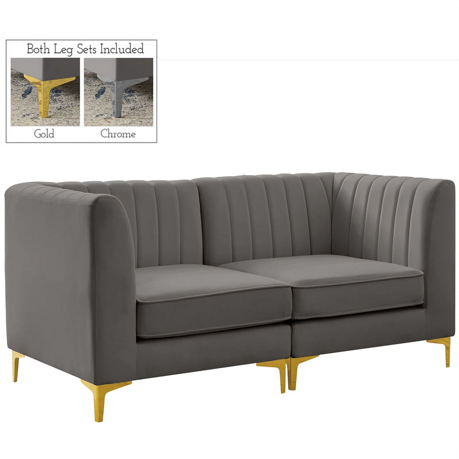 Save $285 • Meridian Furniture Alina Grey Velvet Modular Sofa