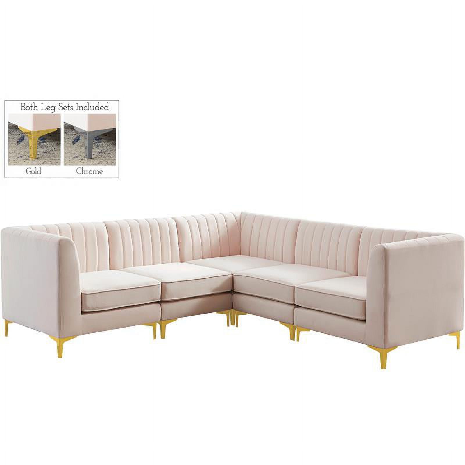 Meridian Furniture Alina Pink Velvet Modular Sectional - Walmart.com