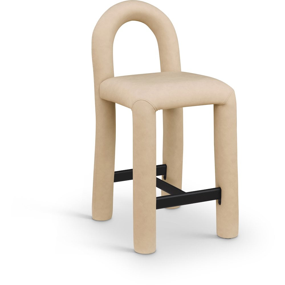 Meridian Furniture Amari Tan Vegan Leather Stool - Walmart.com
